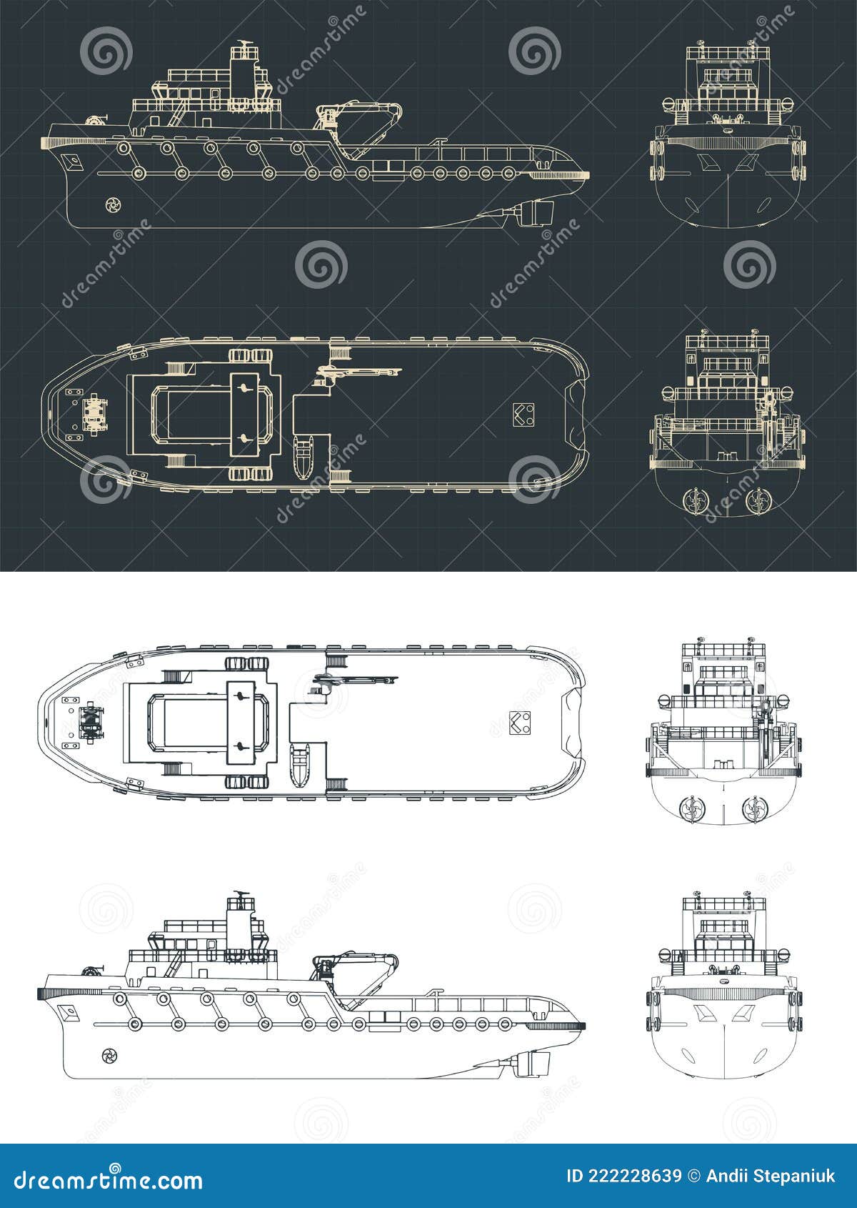 Anchor Handling Tug Blueprints Stock Vector - Illustration of transport ...