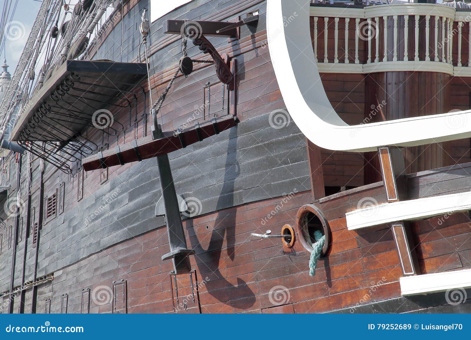Anchor in the Hull of an Ancient Warship Stock Image - Image of marine ...