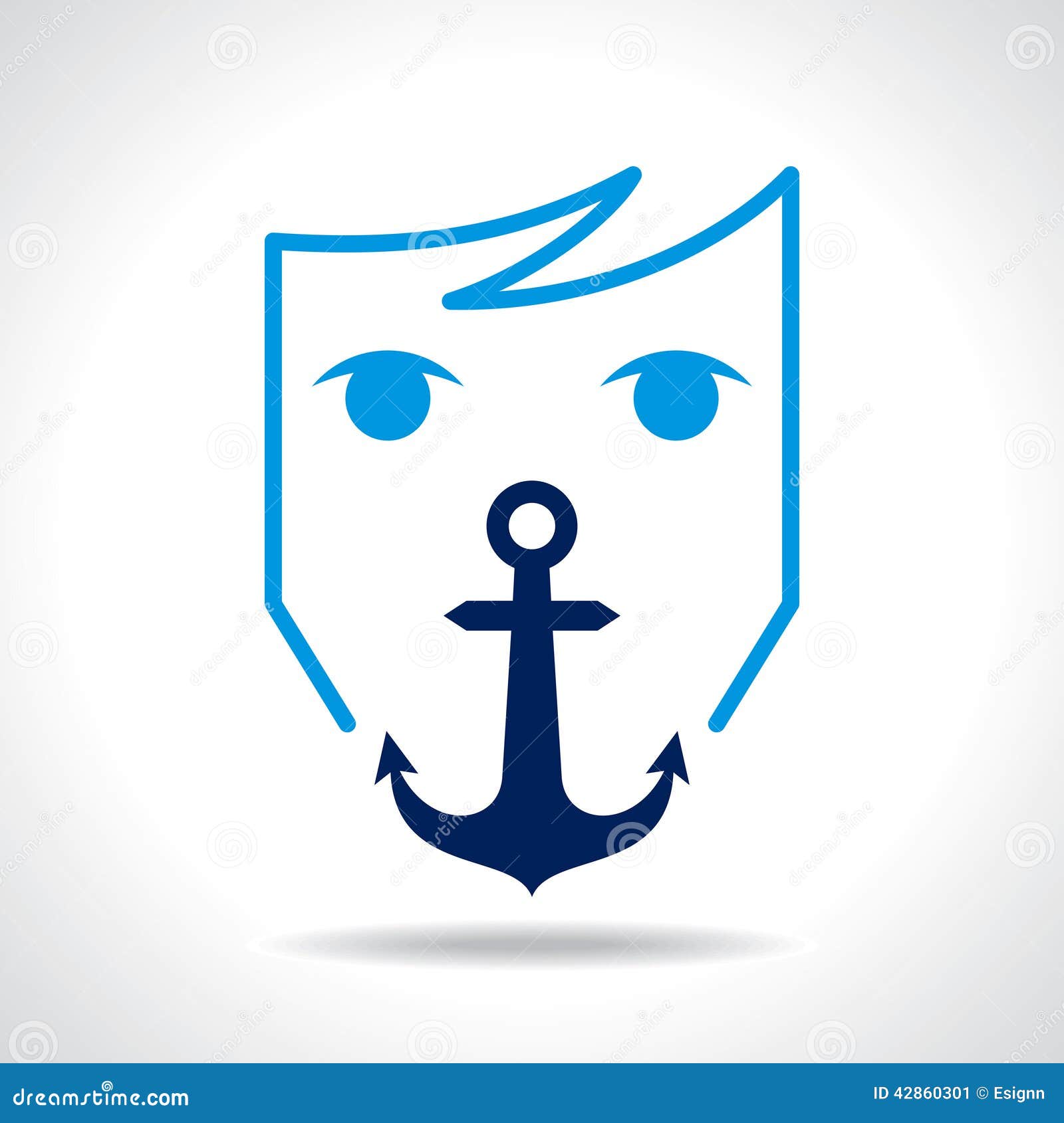 Anchor, with human face stock vector. Illustration of curl - 42860301