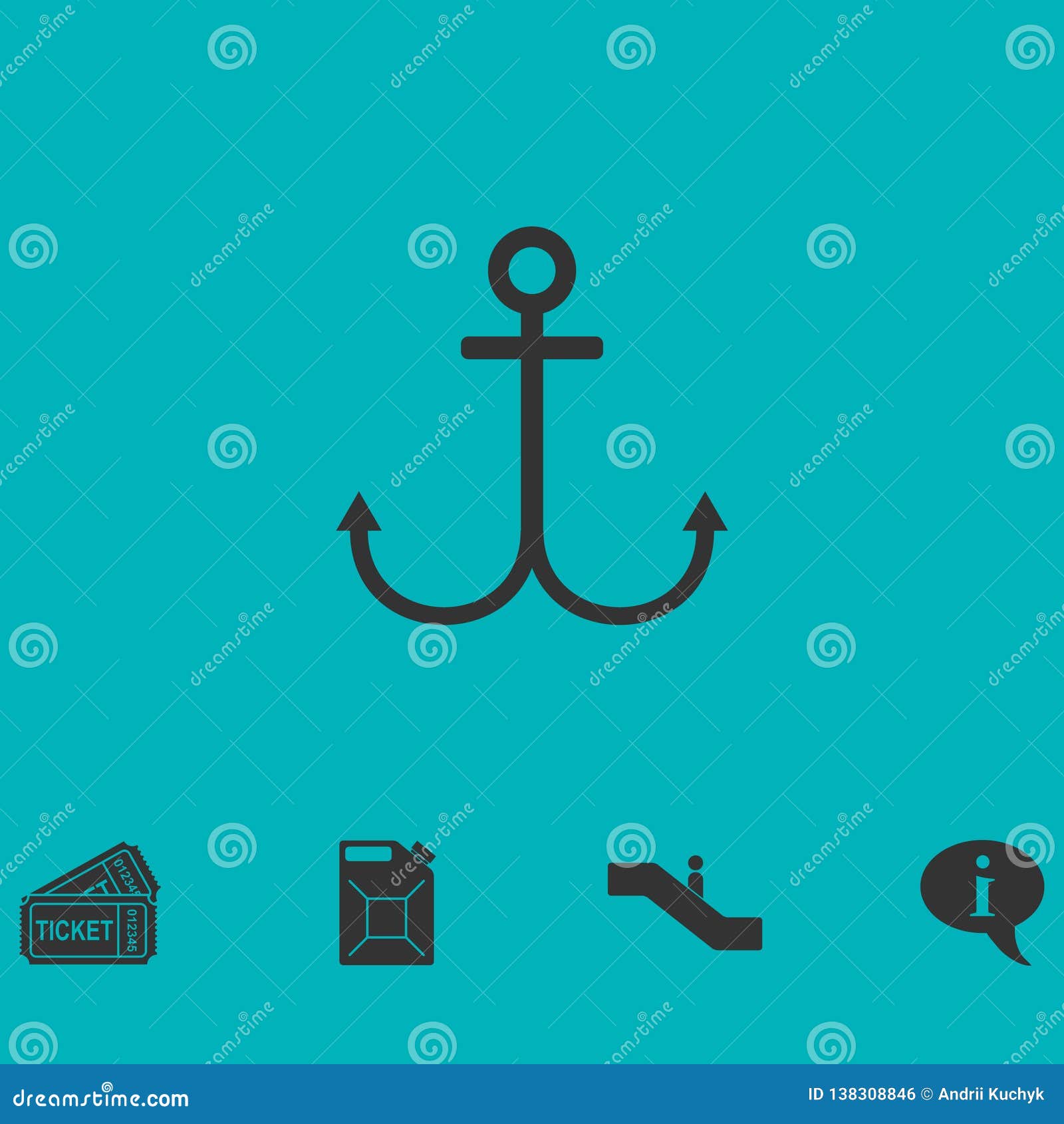 Anchor icon flat stock vector. Illustration of pictogram - 138308846