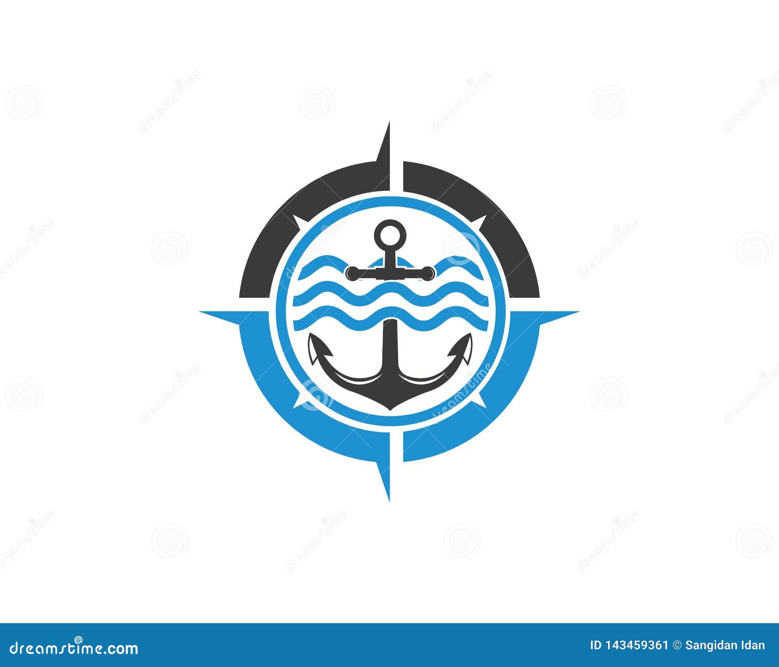 Anchor Icon Logo Compass Design Template Vector Stock Vector ...