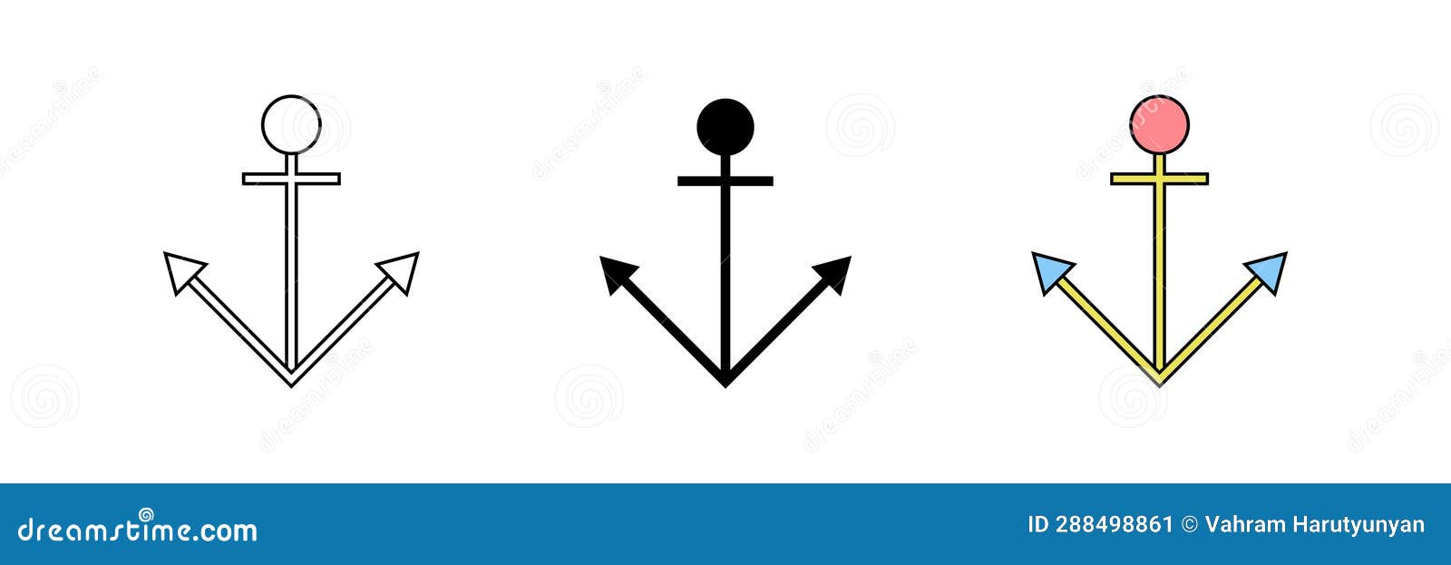 Anchor Icons Isolated, Lined and Colored Version Stock Vector ...