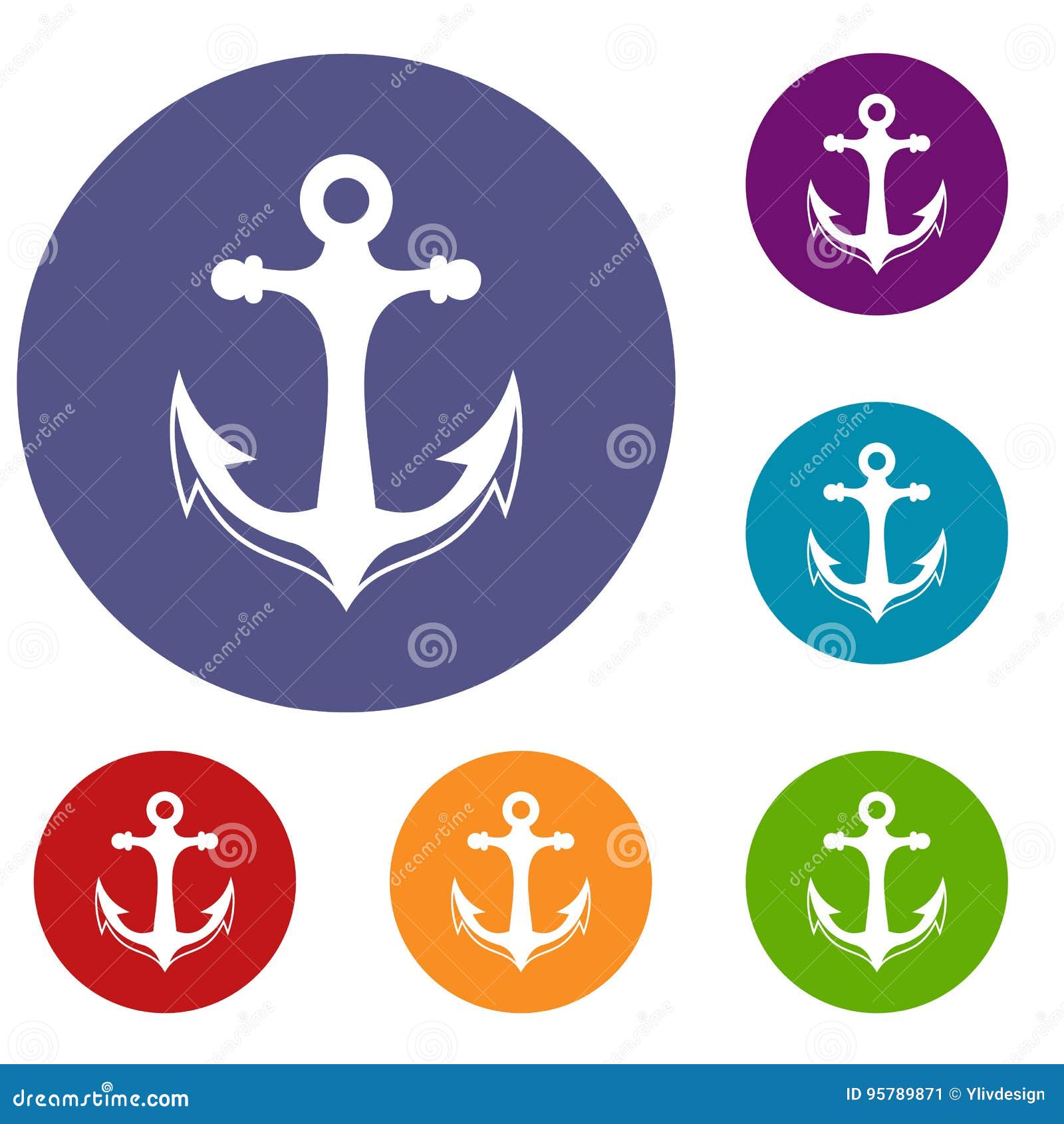Anchor icons set stock vector. Illustration of nautical - 95789871