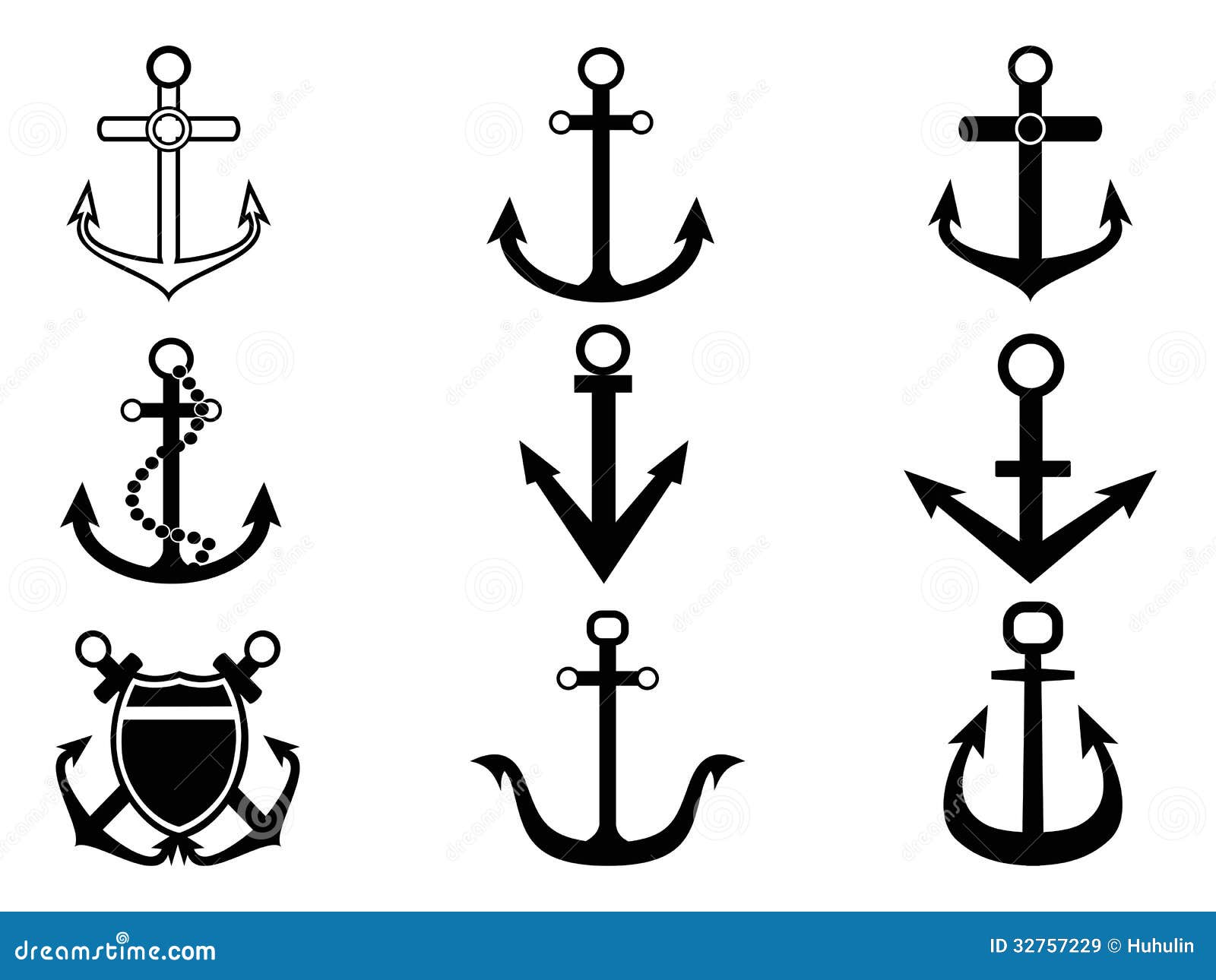 Anchor icons set stock vector. Illustration of graphic - 32757229