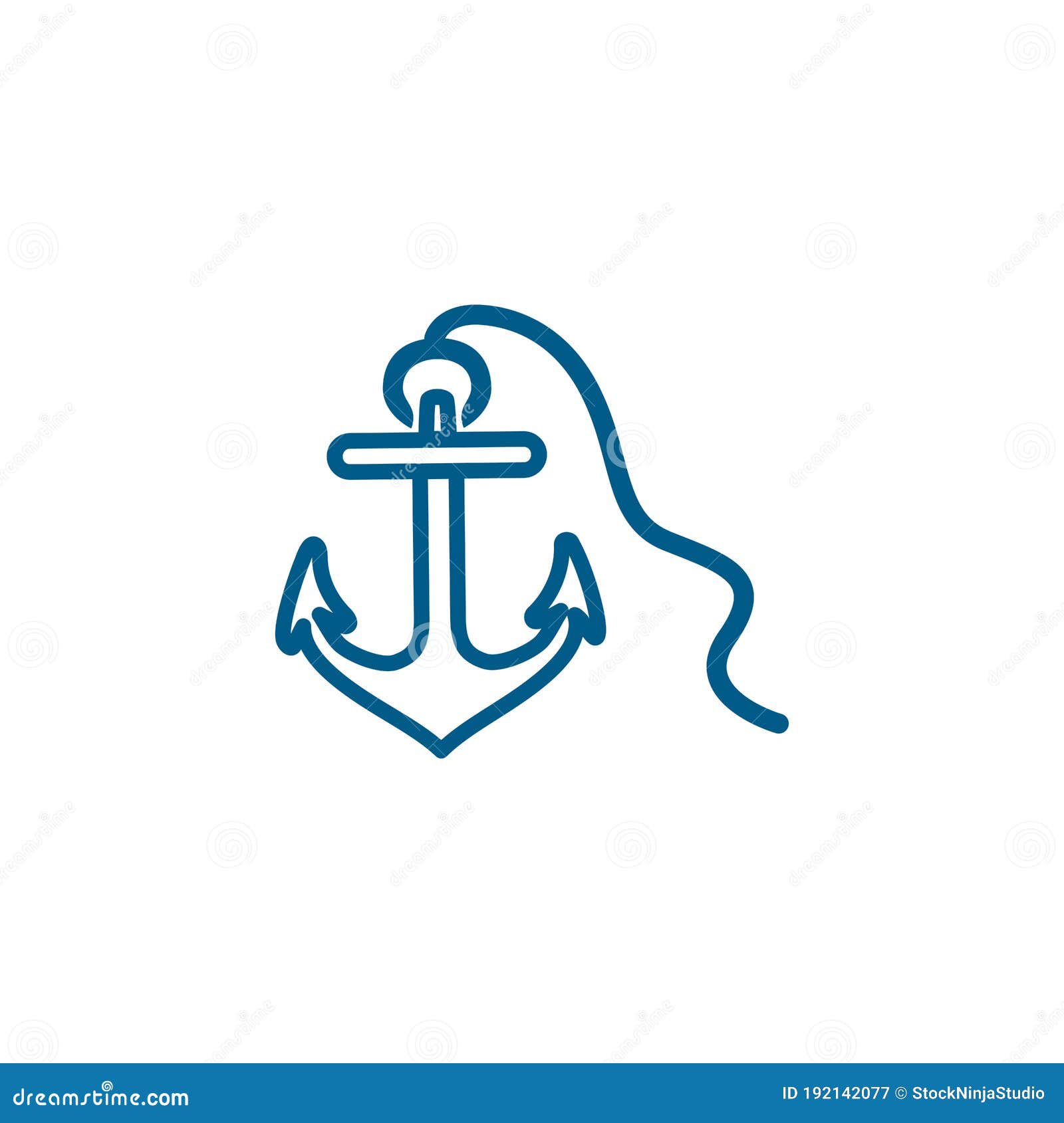 Anchor Line Blue Icon on White Background. Blue Flat Style Vector ...
