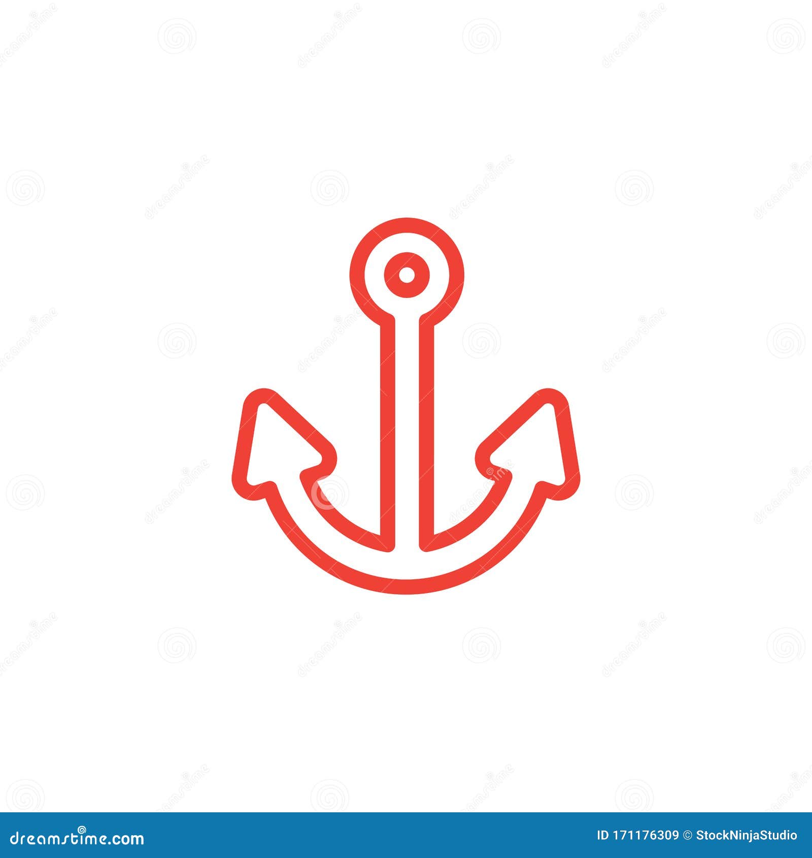 Anchor Line Red Icon on White Background. Red Flat Style Vector ...