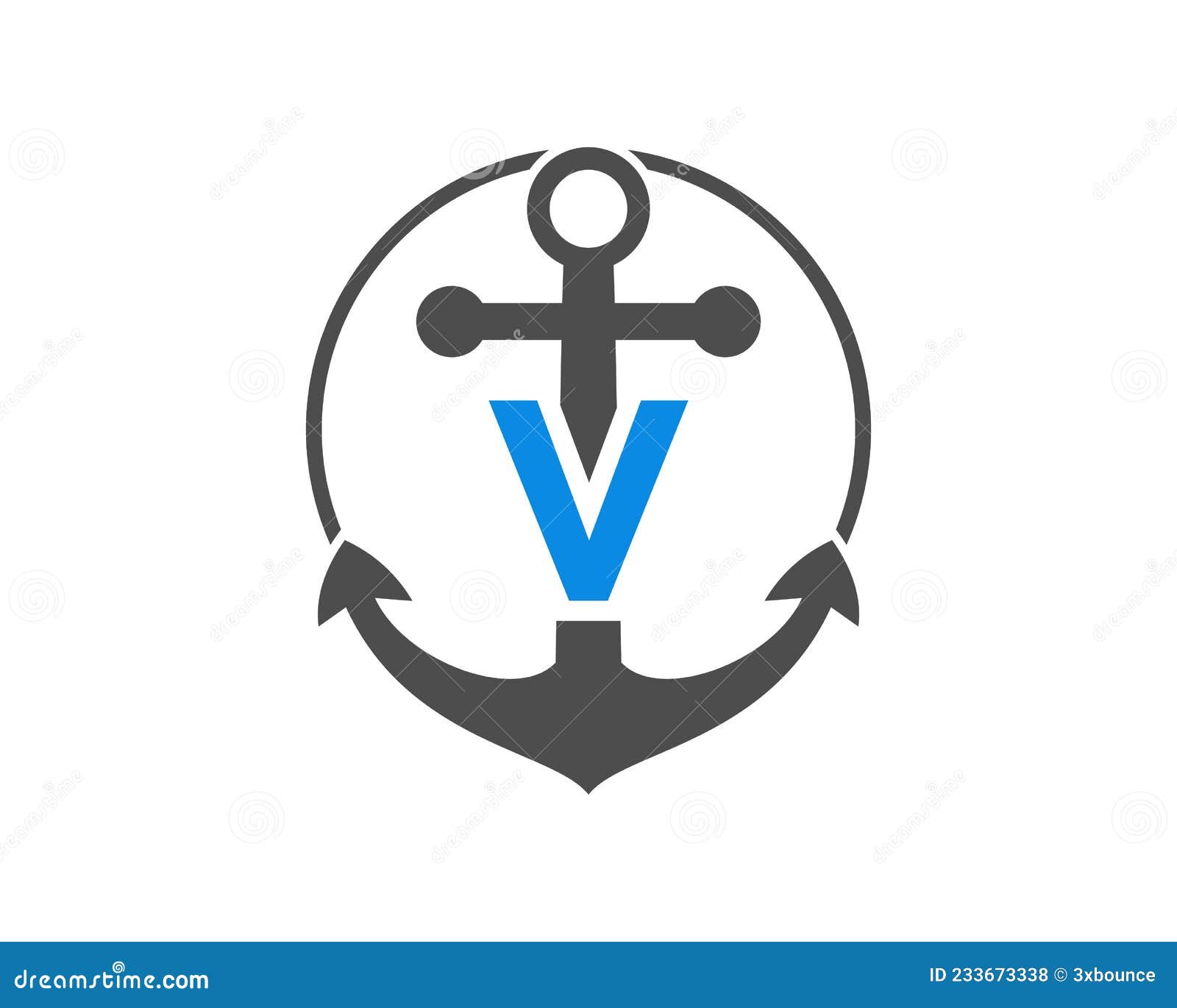 Anchor Logo with V Letter. Marine, Sailing Boat Logo. Initial V Letter ...