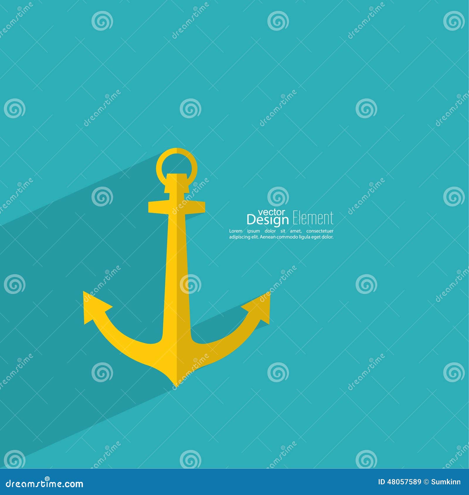Anchor with long shadow stock vector. Illustration of creative - 48057589