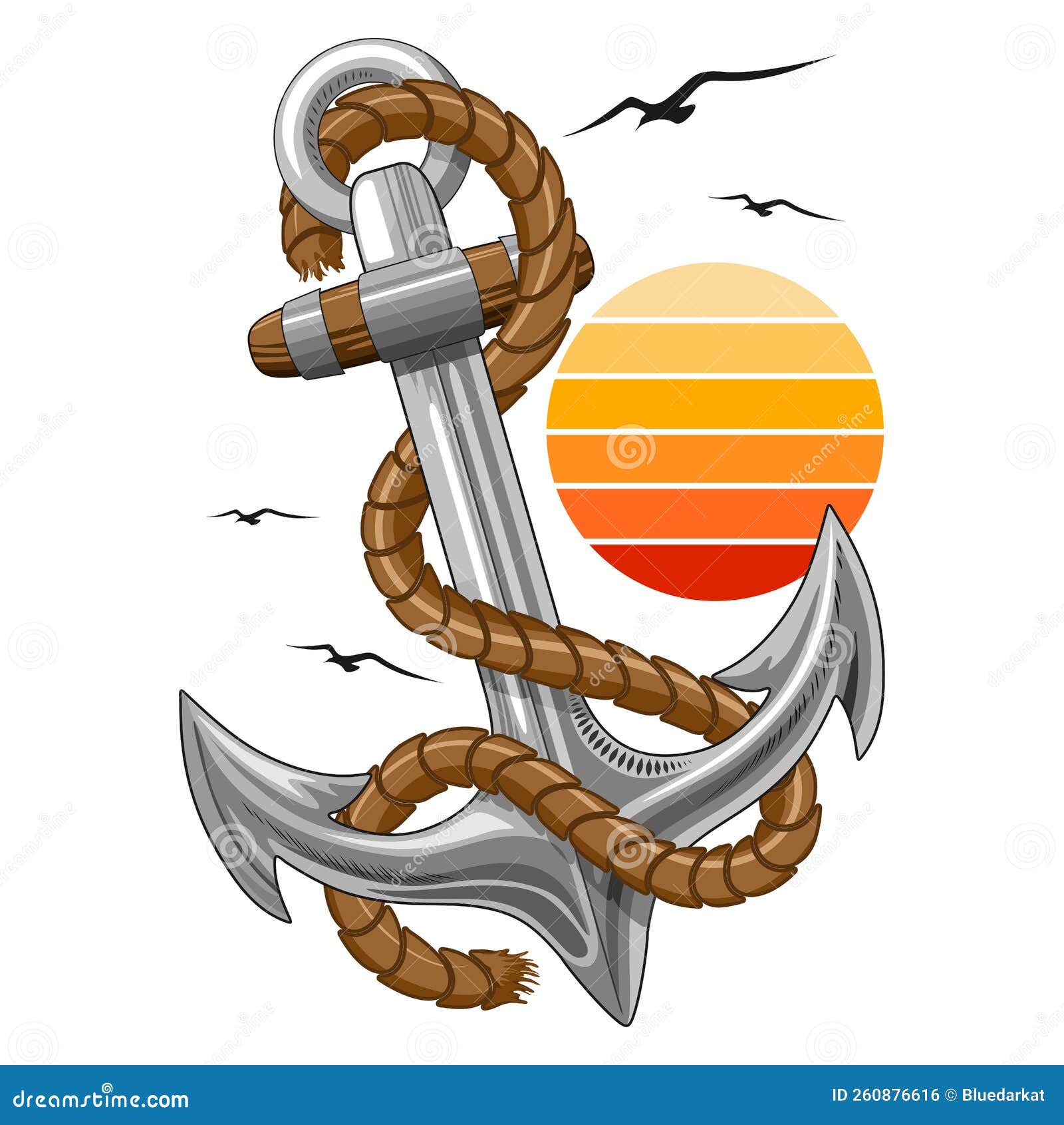 Anchor Marine Stylized Abstract Element Vector Logo Design with Sun and ...
