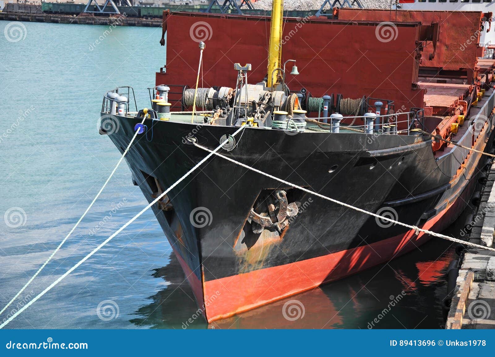 Anchor Mooring Chain On A Construction Work Barge Royalty-Free Stock ...