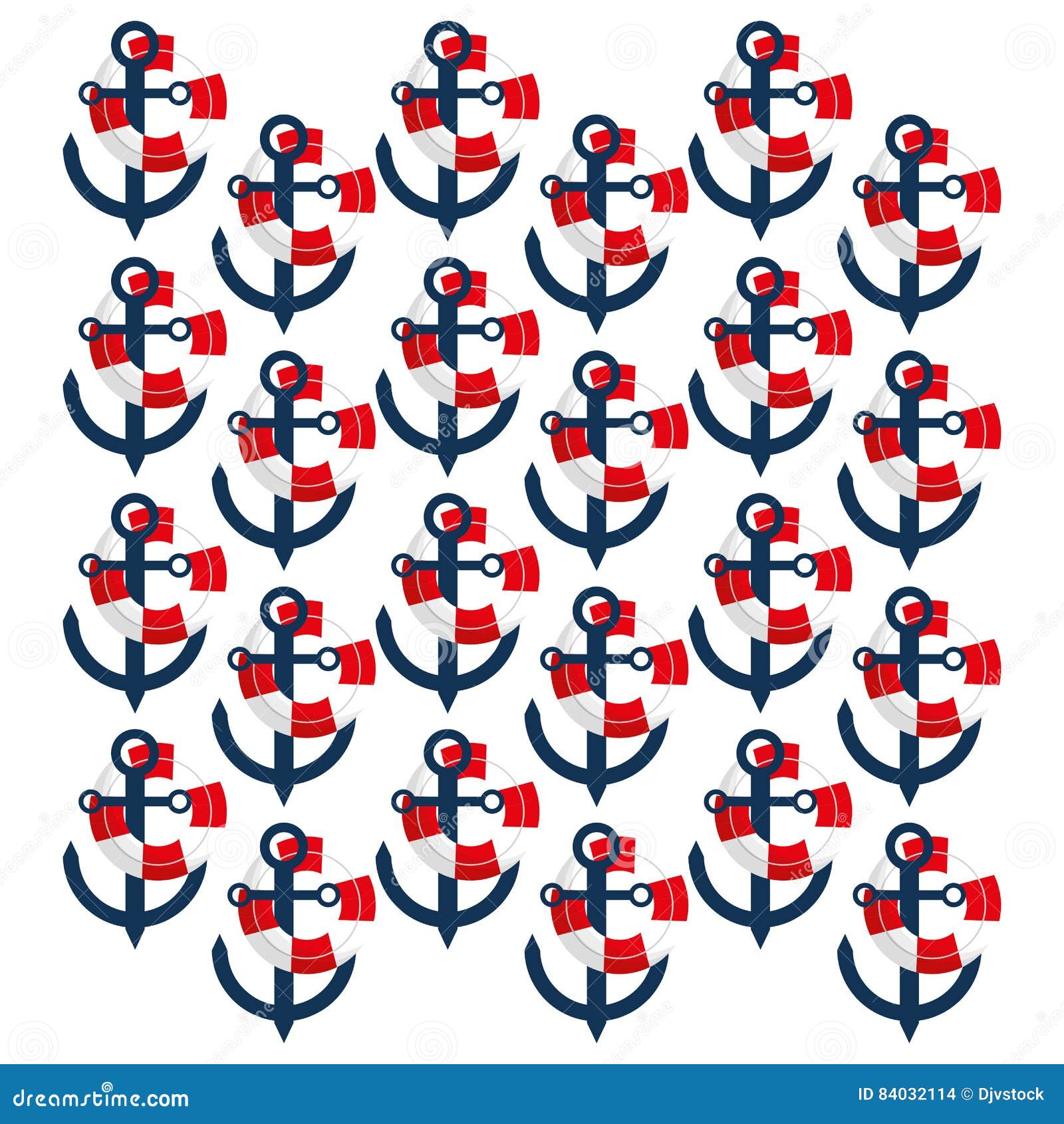 Anchor Nautical Travel Maritime Ed Seamless Pattern Stock Illustration ...