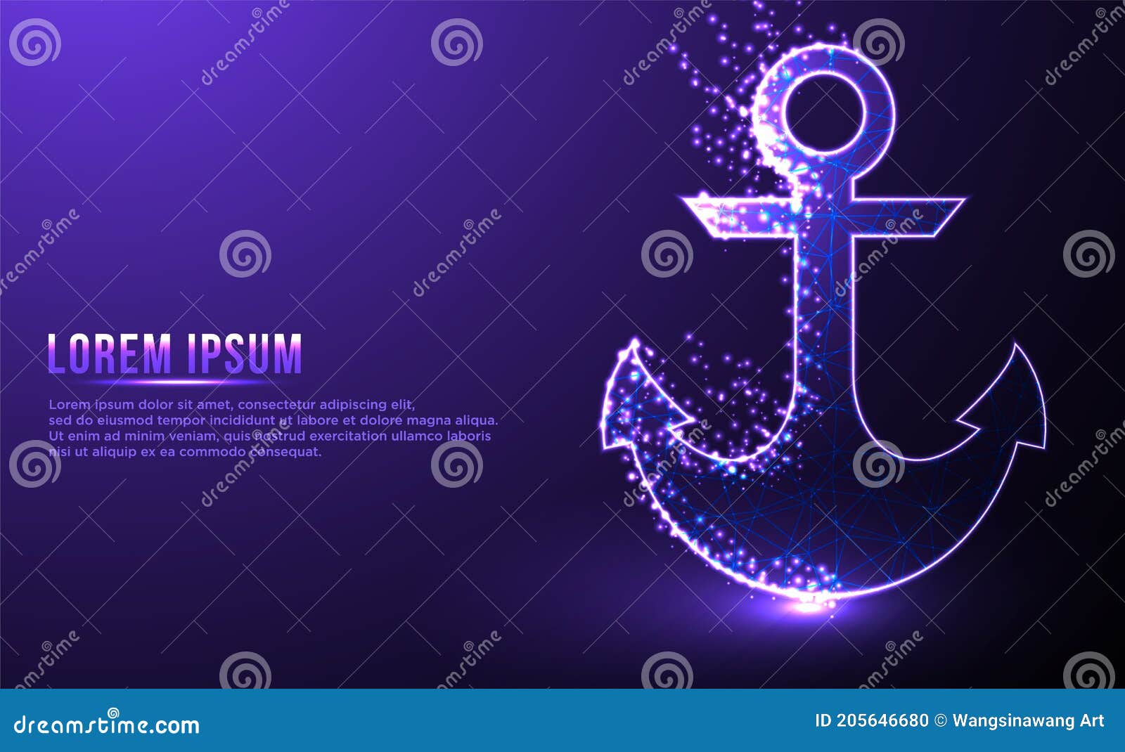 Anchor Naval Low Poly Wireframe Vector Illustration Stock Vector ...