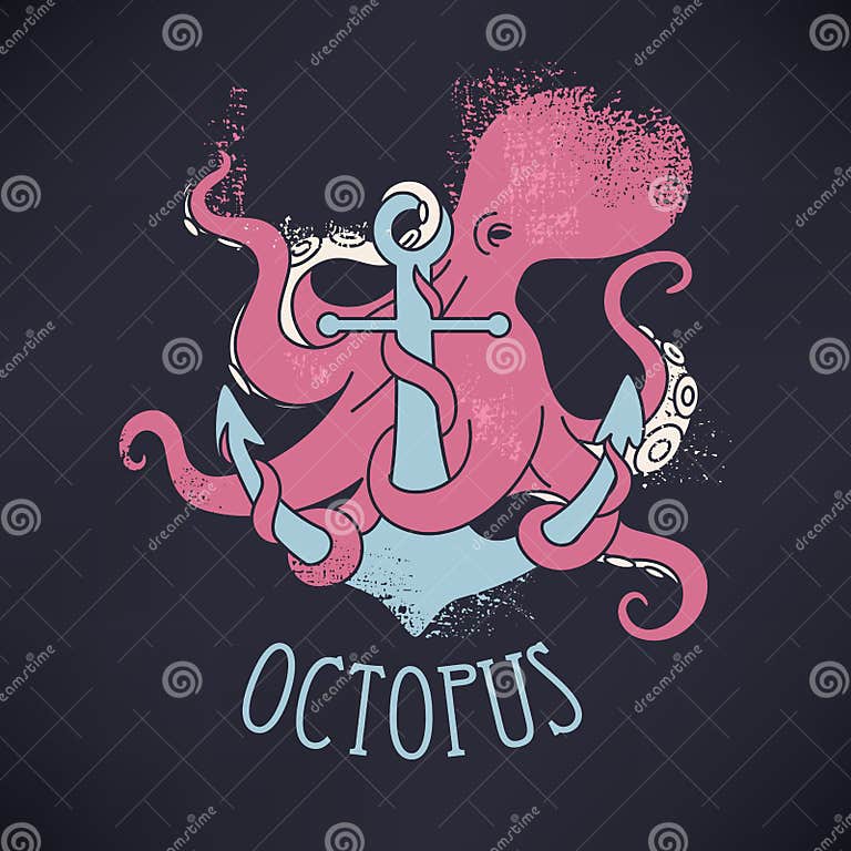 Anchor and octopus stock vector. Illustration of decoration - 60506366