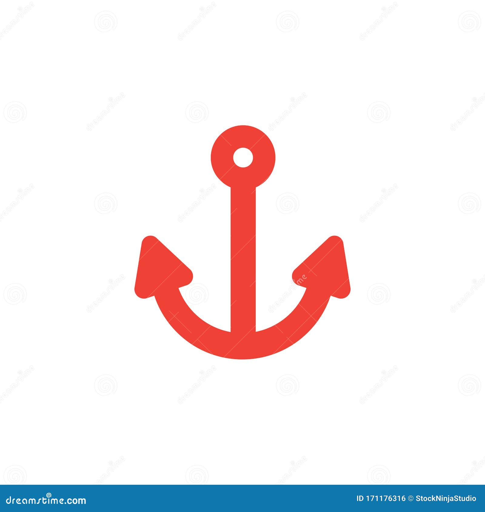 Anchor Red Icon on White Background. Red Flat Style Vector Illustration ...