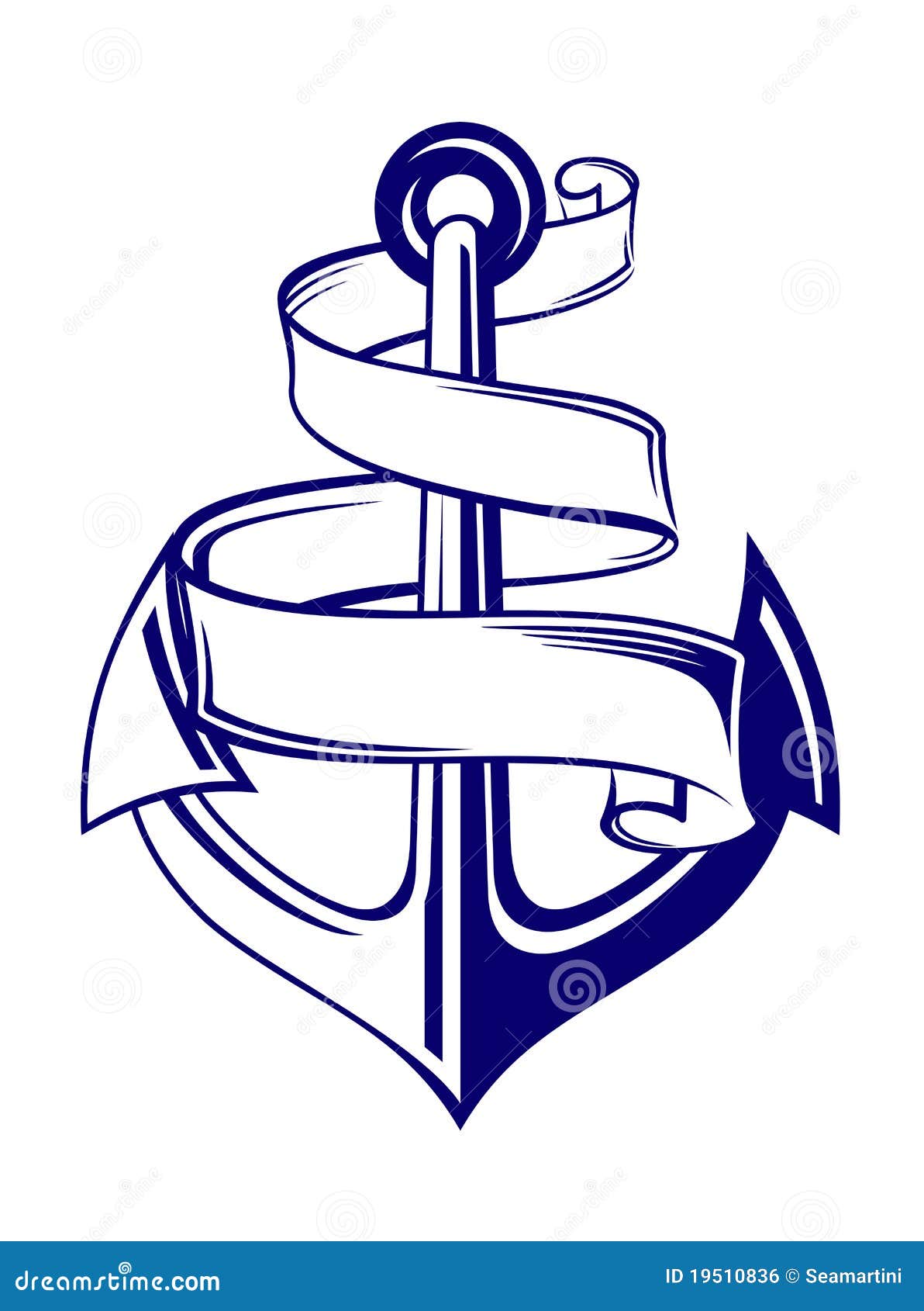 Anchor with ribbon stock vector. Illustration of nautical - 19510836