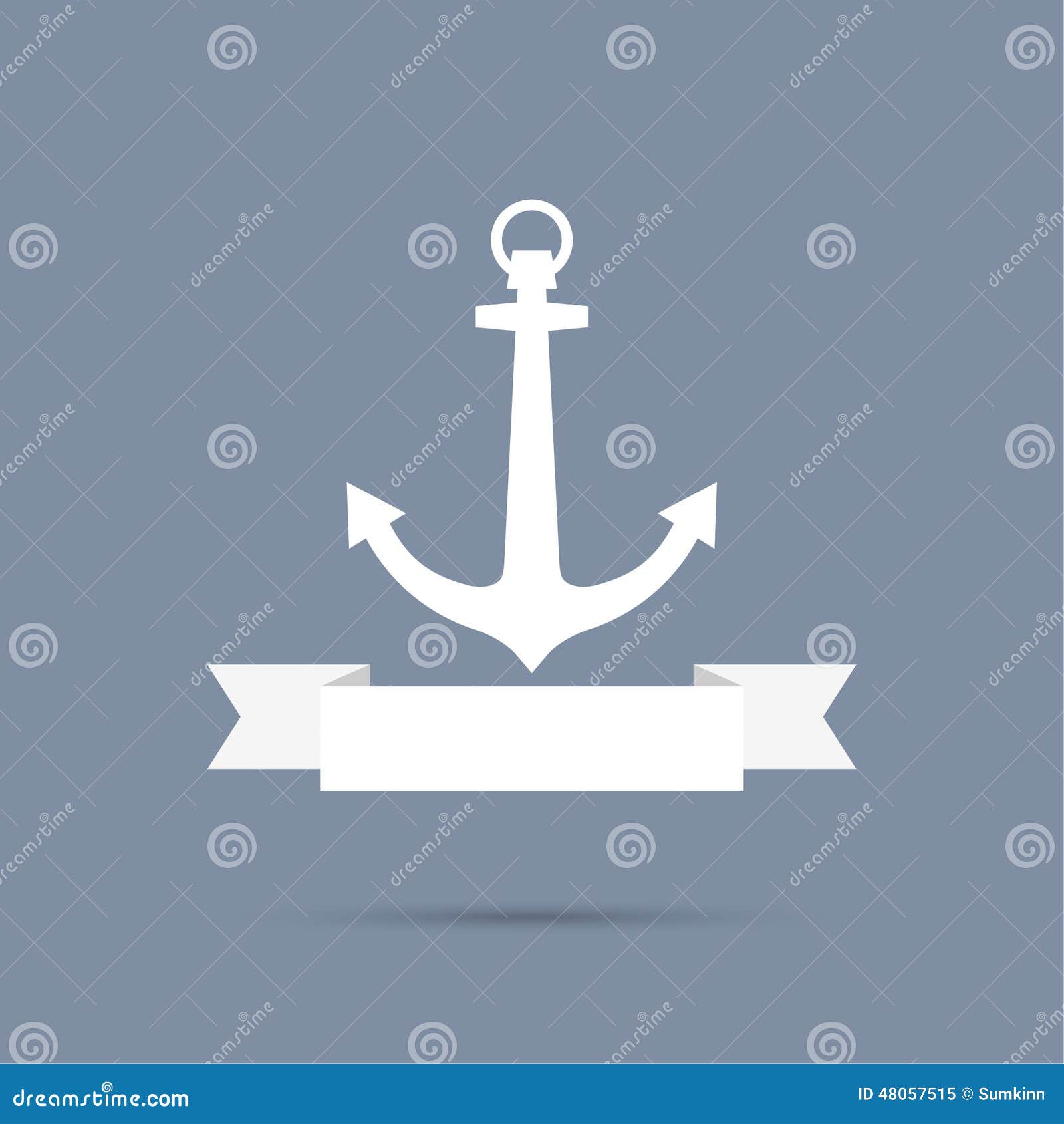 Anchor with ribbon. stock vector. Illustration of boat - 48057515