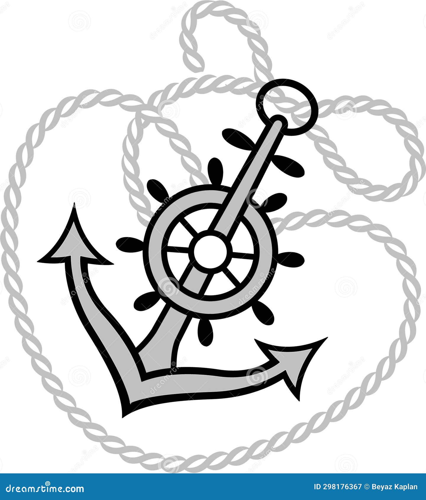 Anchor with Rope Design. Vector Art Stock Vector - Illustration of rope ...