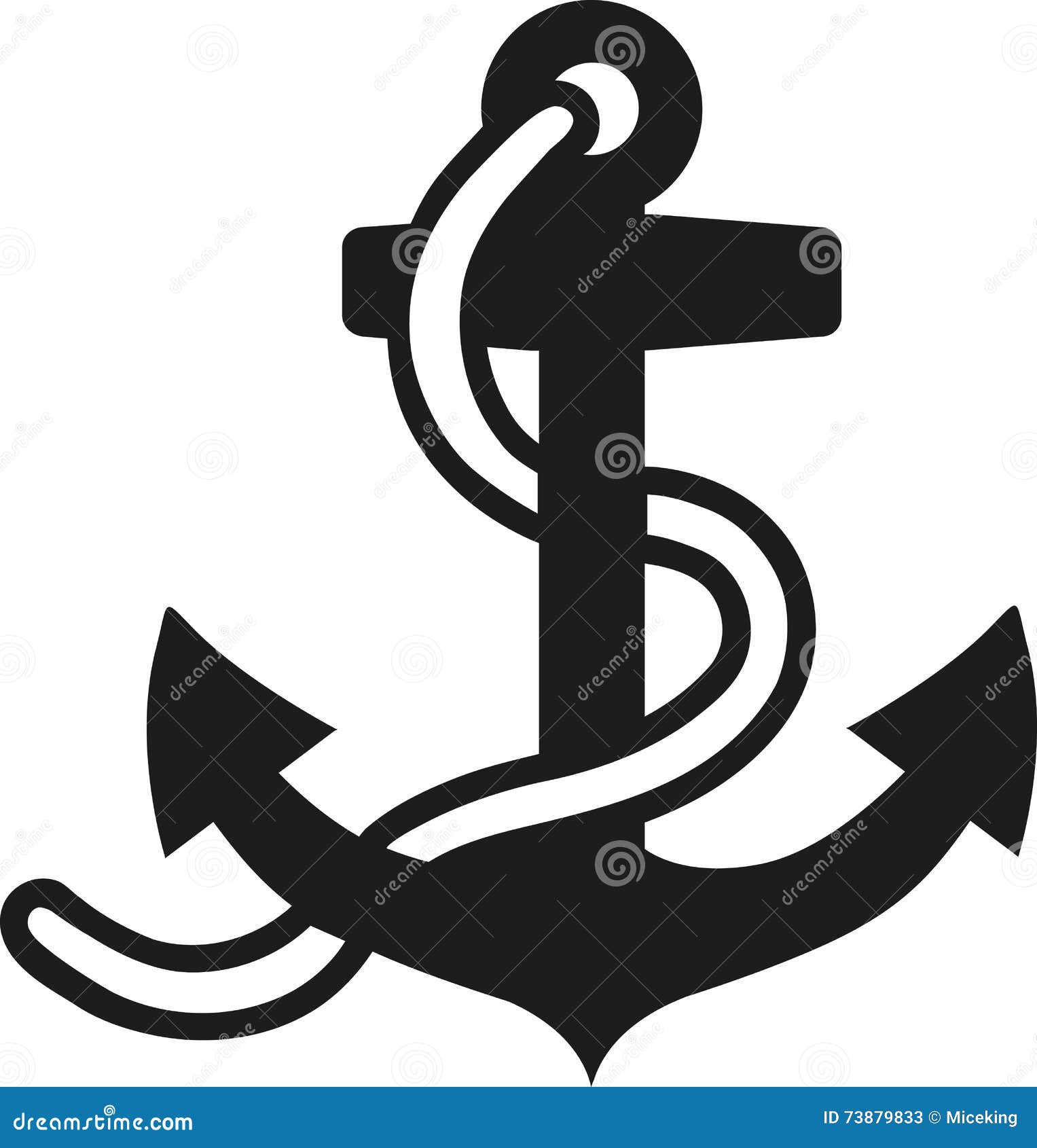 Anchor with rope stock vector. Illustration of rope, steel - 73879833
