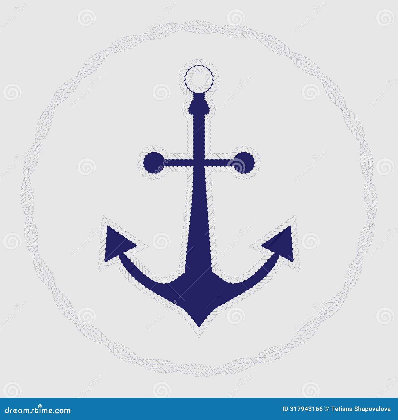 Anchor with Round Rope Vector Stock Vector - Illustration of geometric ...