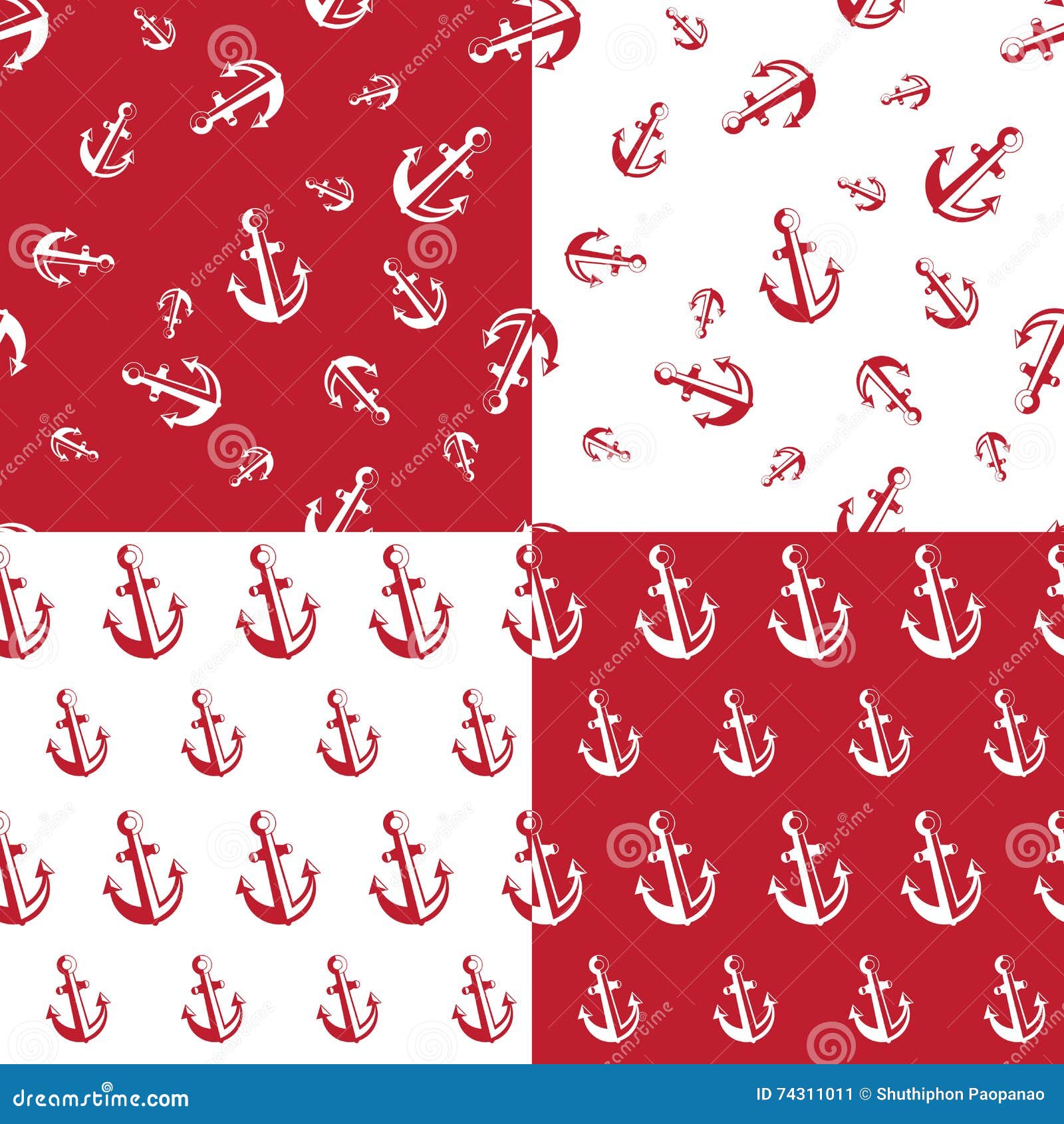Anchor Seamless Pattern Red Stock Vector - Illustration of texture ...