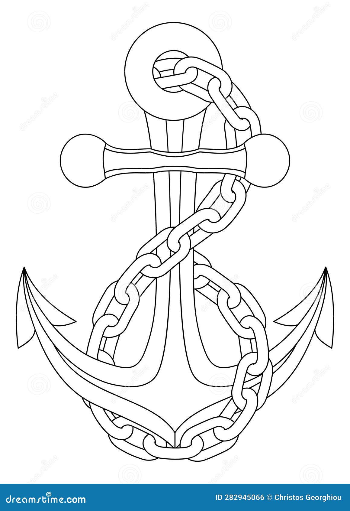 Anchor Ship Boat Chain Nautical Illustration Stock Vector ...