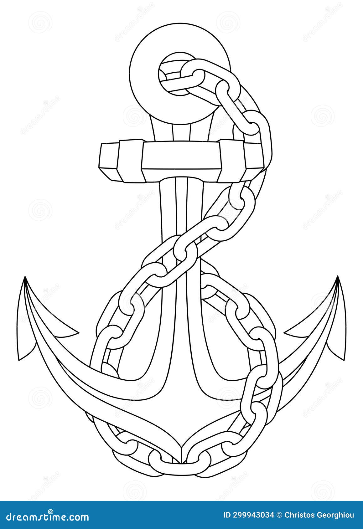 Anchor Ship Boat Chain Nautical Illustration Stock Vector ...