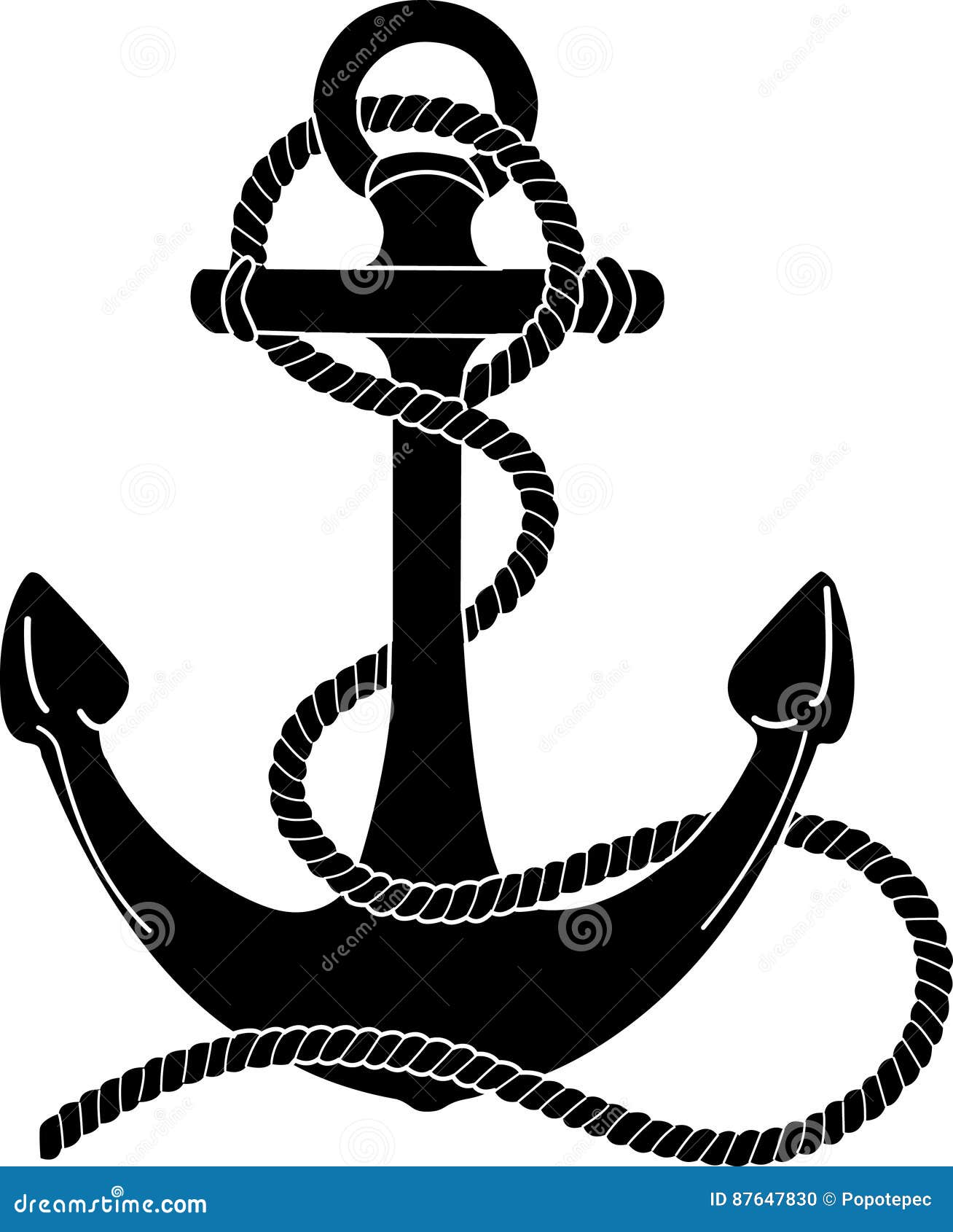 Anchor With Rope Silhouette