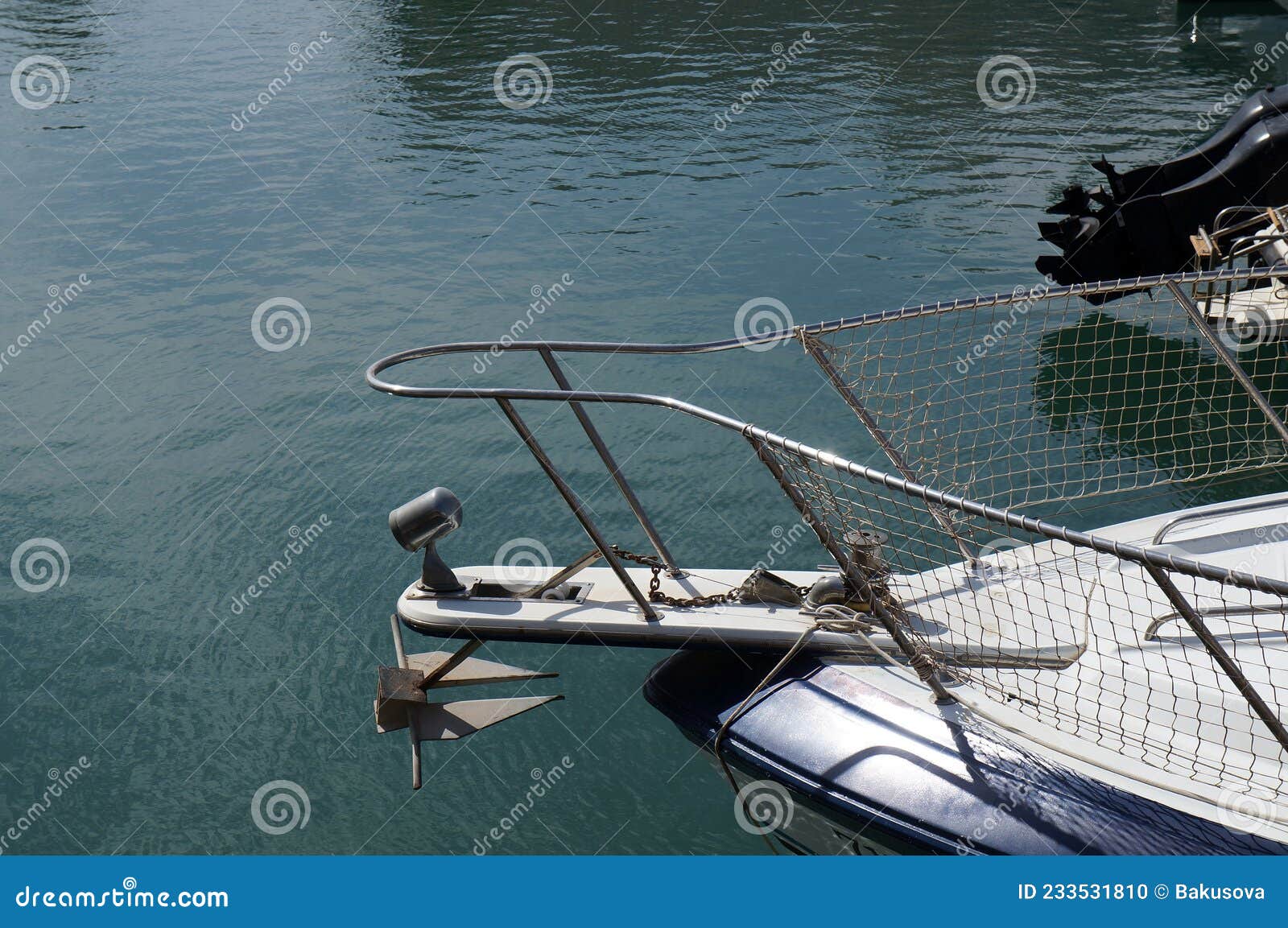 Anchor Structure at the Bow of Yacht Stock Photo - Image of nautical ...