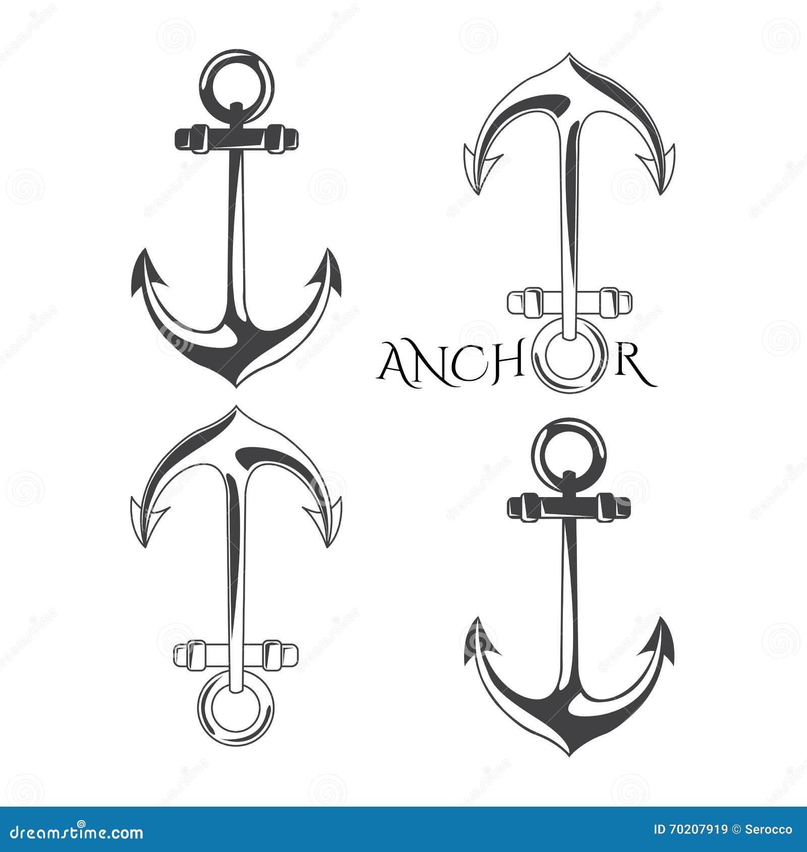 Anchor Symbols Set in Vector Illustration. Stock Vector - Illustration ...