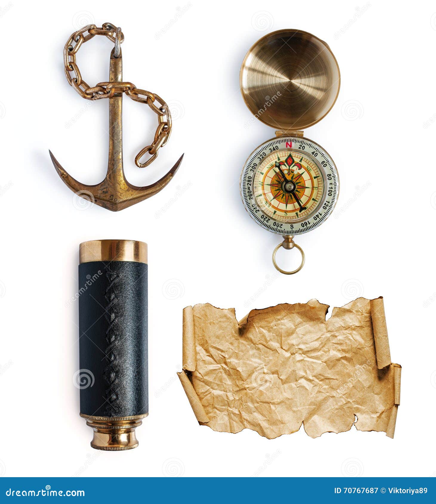 Nautical Collection Flat Lay. Top View Maritime Decor Featuring ...