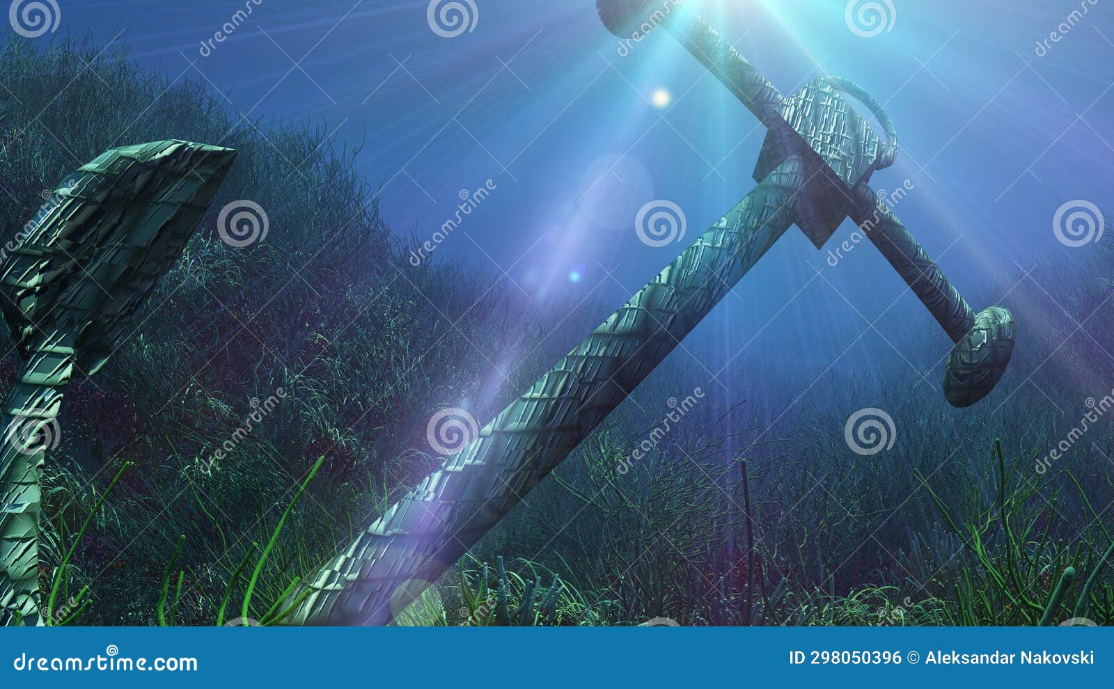 Anchor Under Water Sun Ray Illustration Stock Illustration ...