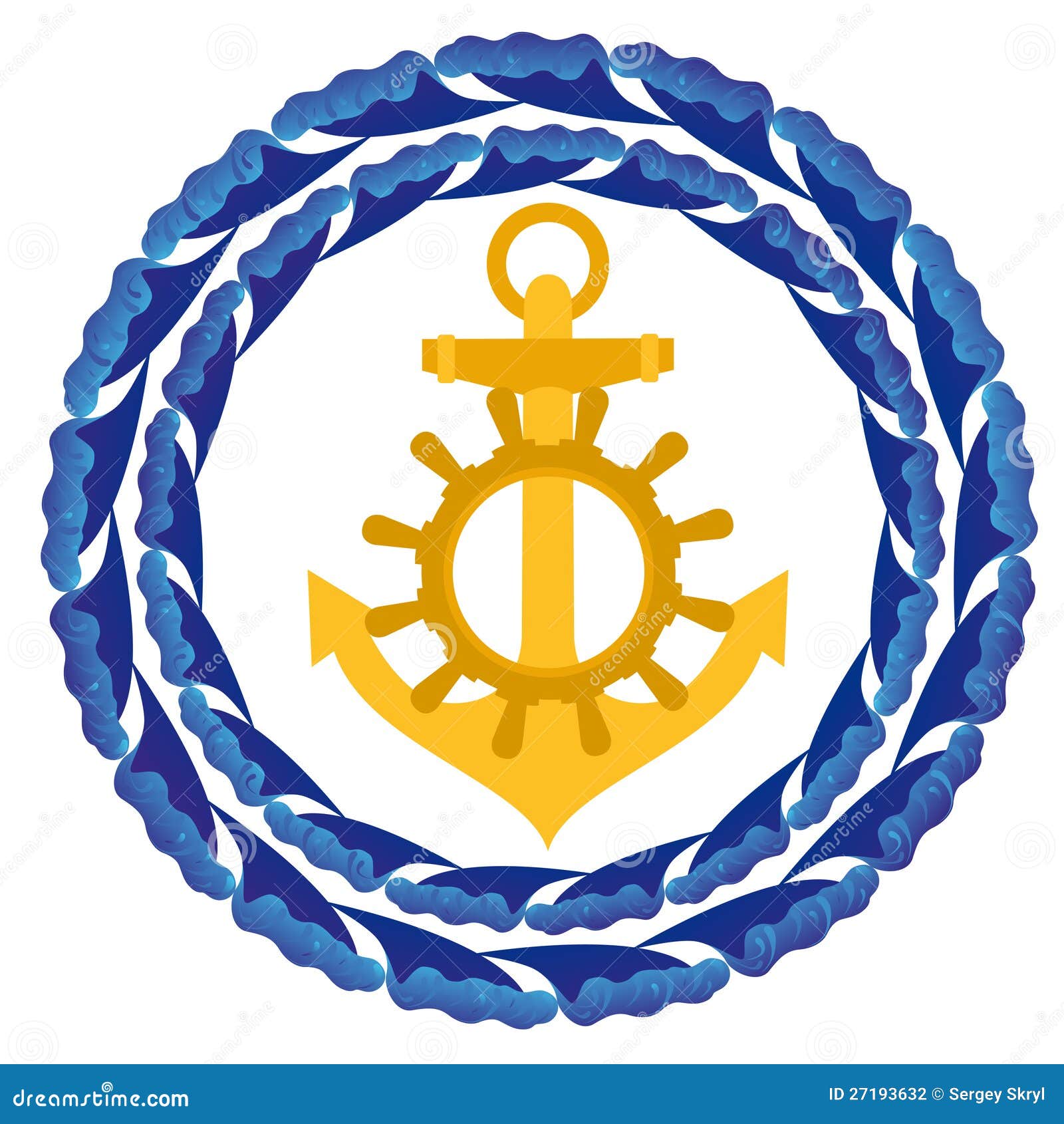 Anchor and wheel stock vector. Illustration of white - 27193632