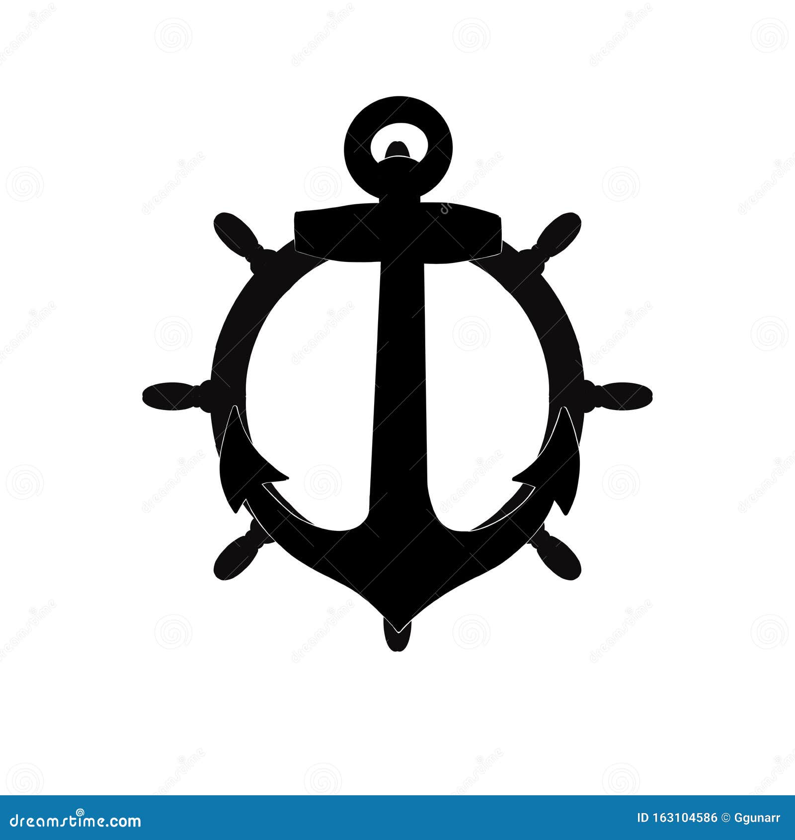 Anchor and wheel stock illustration. Illustration of vector - 163104586