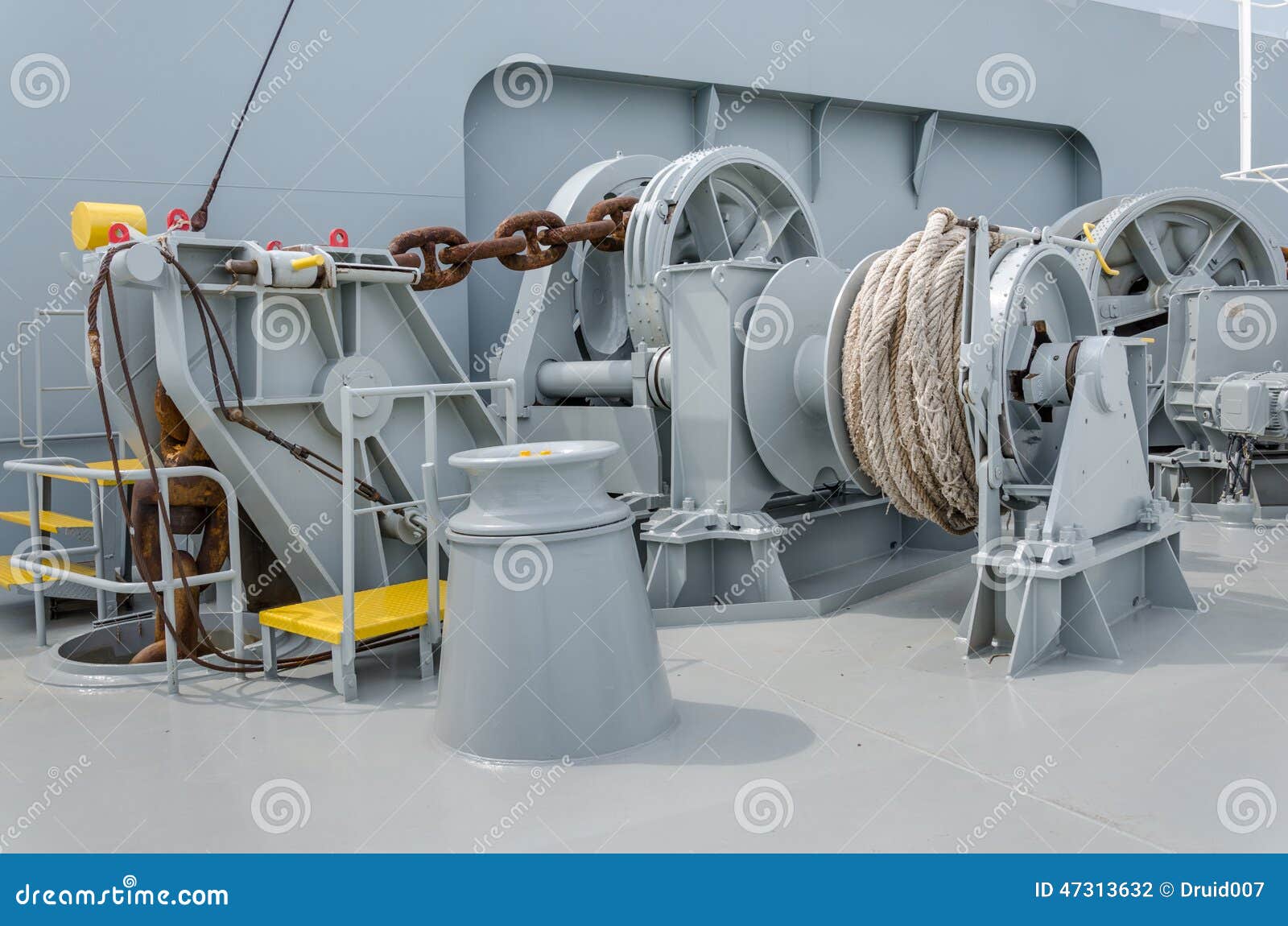 Anchor winch stock photo. Image of metal, cord, bollard - 47313632
