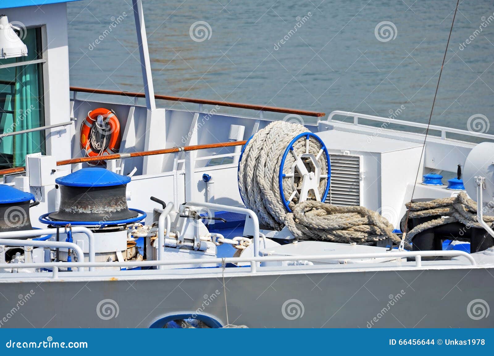 Anchor winch with hawser stock photo. Image of gear, chain - 66456644