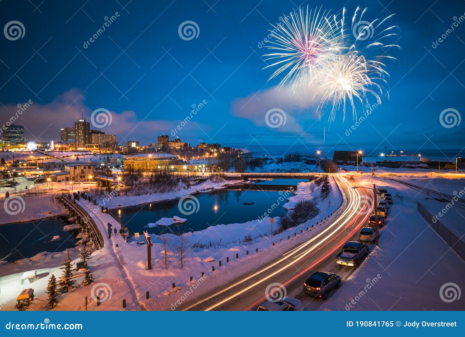 Anchorage Fur Rendezvous Fireworks Over Ship Creek Stock Image - Image ...