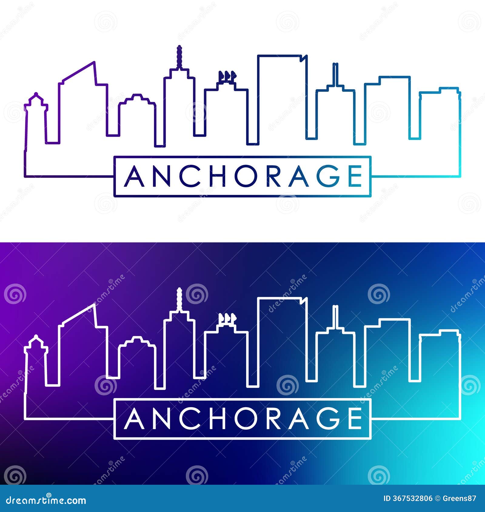 Anchorage Skyline City Icon Vector Art Design | CartoonDealer.com ...