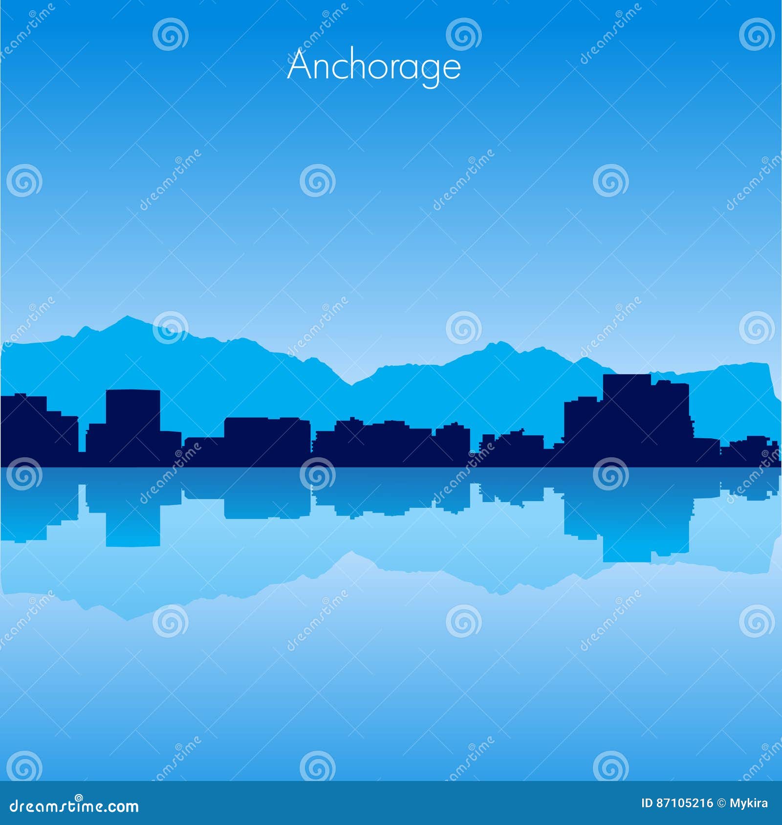 Anchorage Vector skyline stock vector. Illustration of city - 87105216