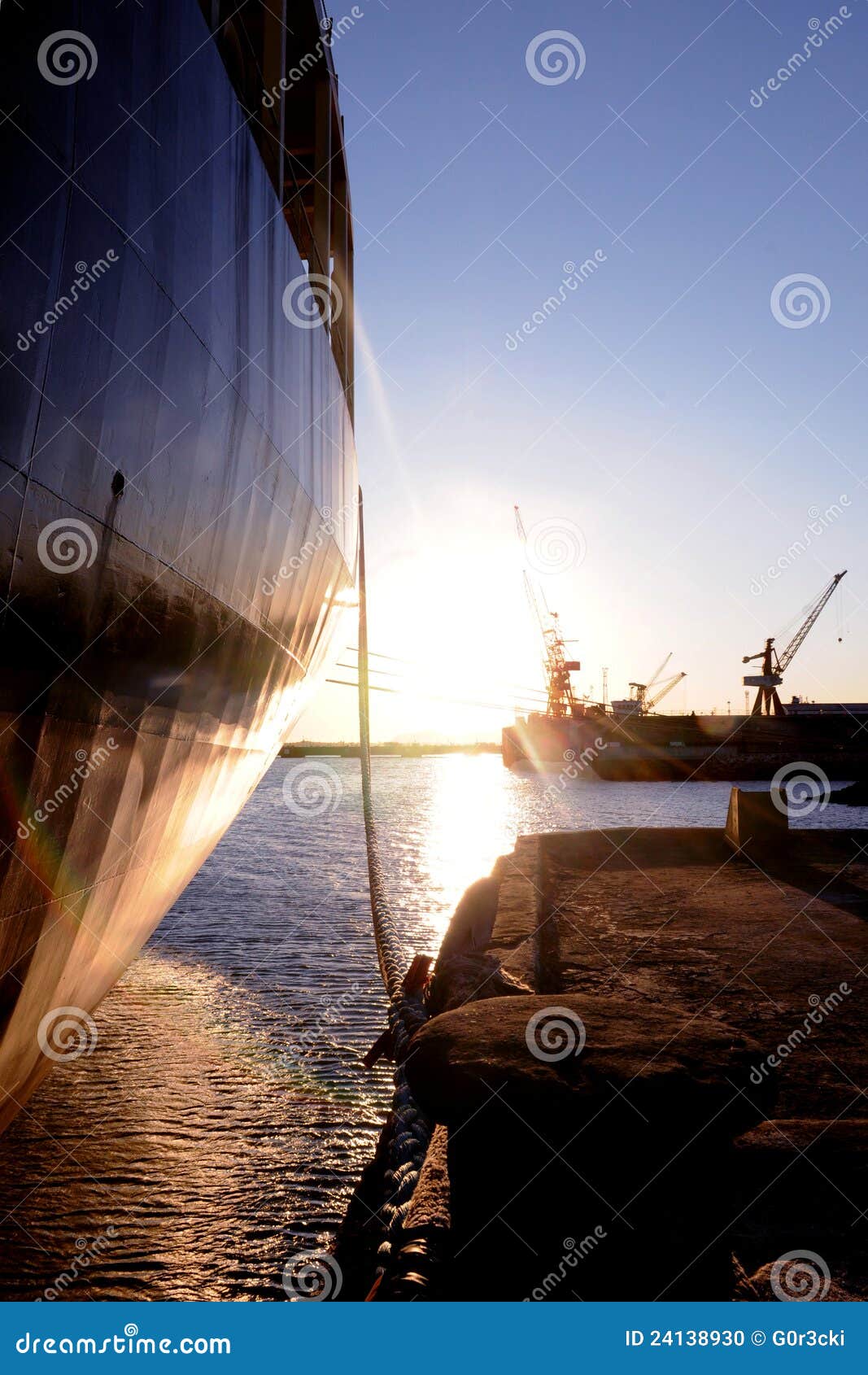 Cargo Ship Anchored - Sunset Scenery - Economy Stock Photo - Image of ...