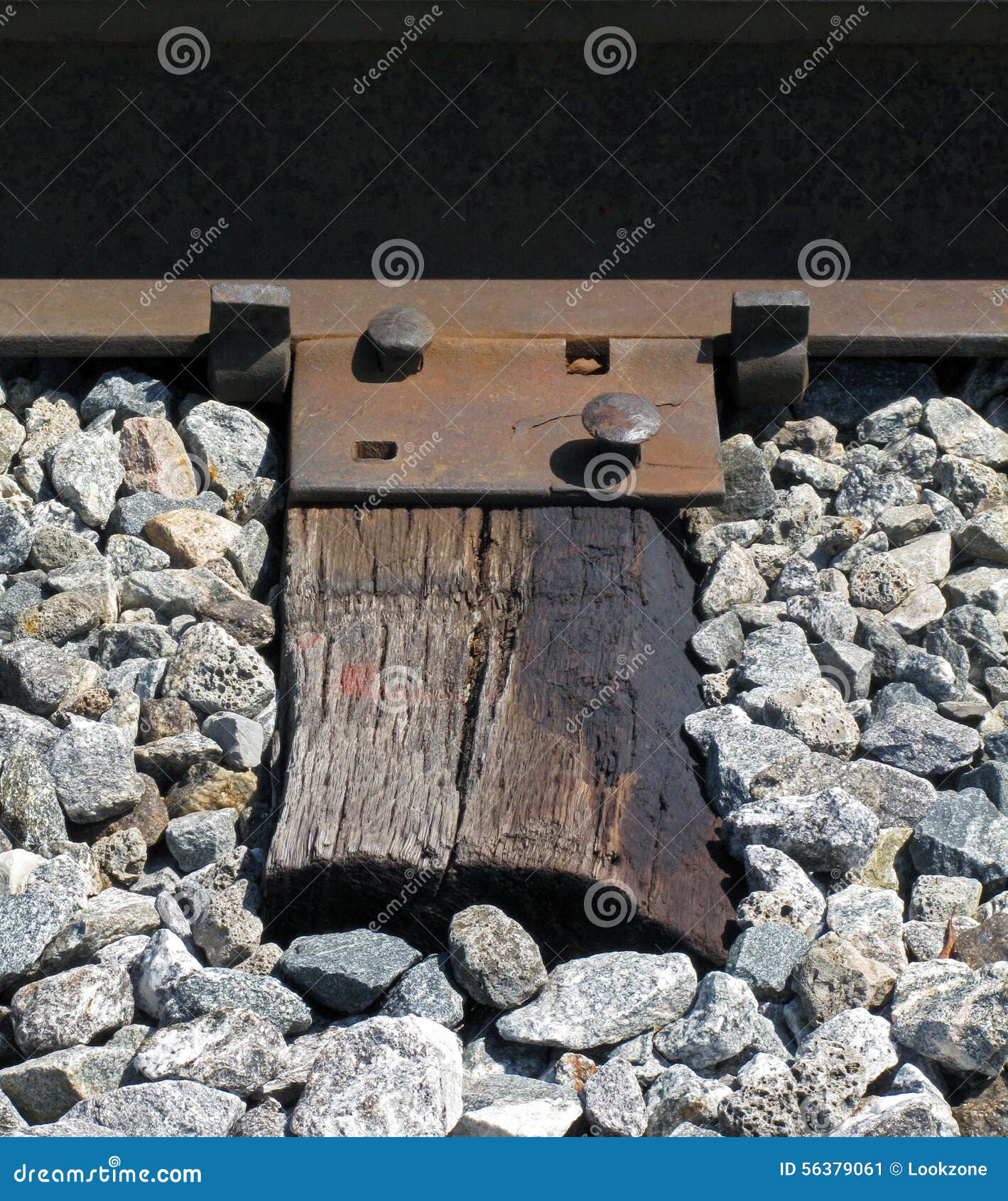 Anchored Railroad Track and Tie. Stock Image - Image of rocks, trains ...