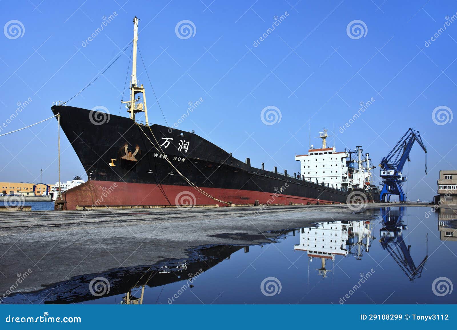 Anchored Ship in Port of Dalian Editorial Stock Image - Image of bank ...