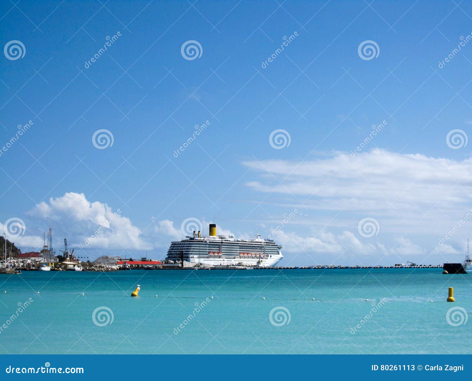 Anchored Transatlantic Ship Stock Image - Image of disembark, tourists ...