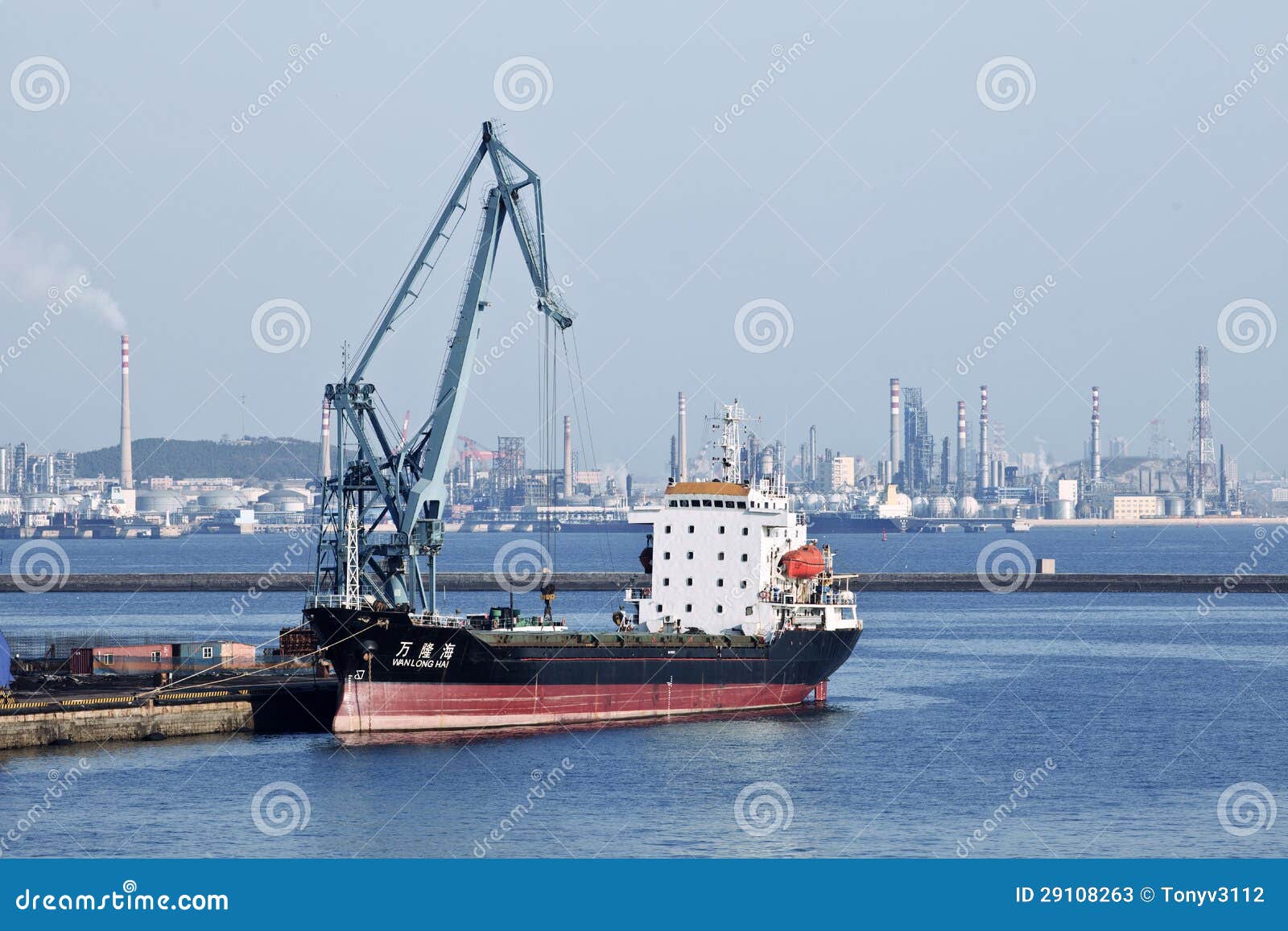Anchored Vessel in Port of Dalian Editorial Stock Photo - Image of boat ...