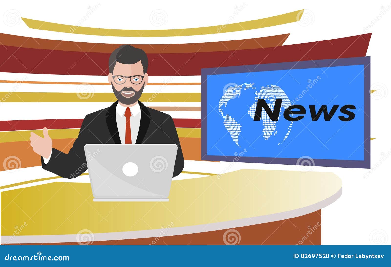 Anchorman of Television News Illustration Stock Vector - Illustration ...