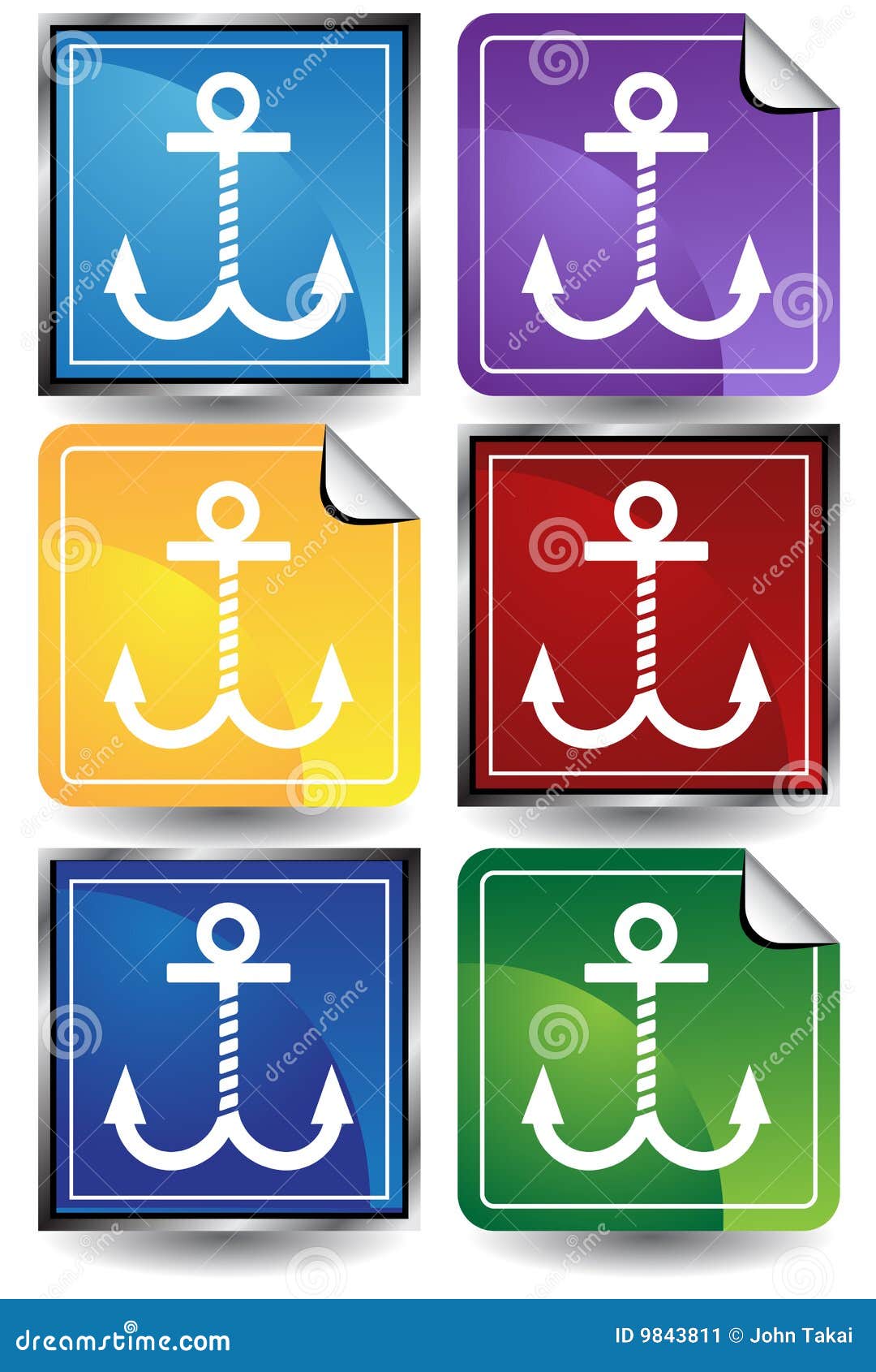 Anchors - 6 Sticker stock vector. Illustration of rope - 9843811