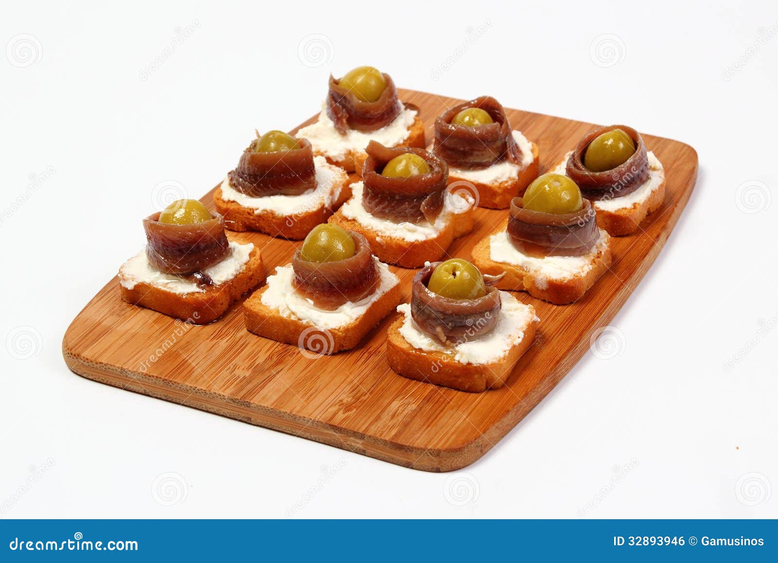 Anchovy canapes stock photo. Image of cheese, snack, spanish - 32893946