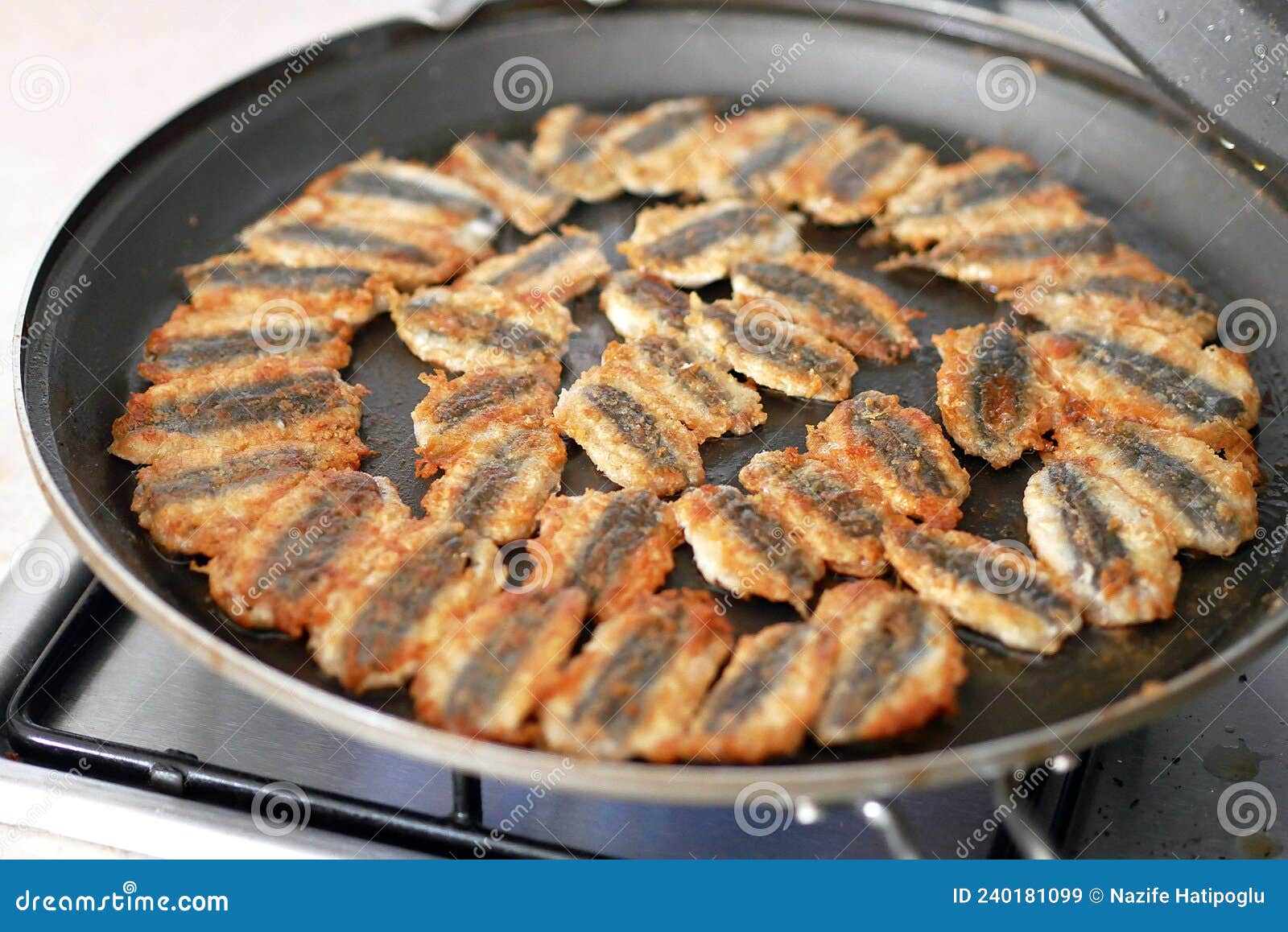 Anchovy is Fried in a Pan, Cooking Turkish Style Anchovy, Fried Fish ...