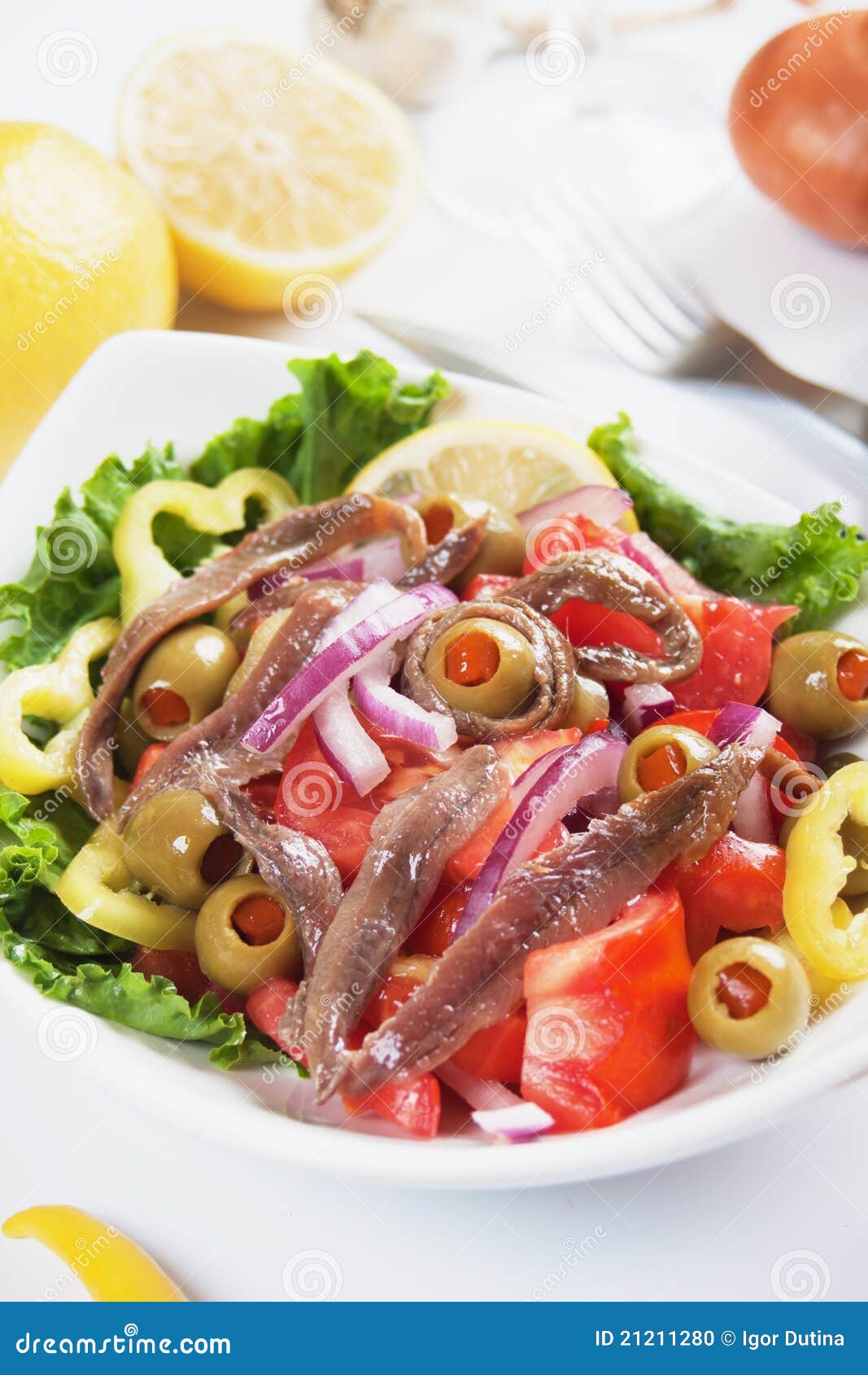 Anchovy salad stock photo. Image of mediterranean, cherry - 21211280