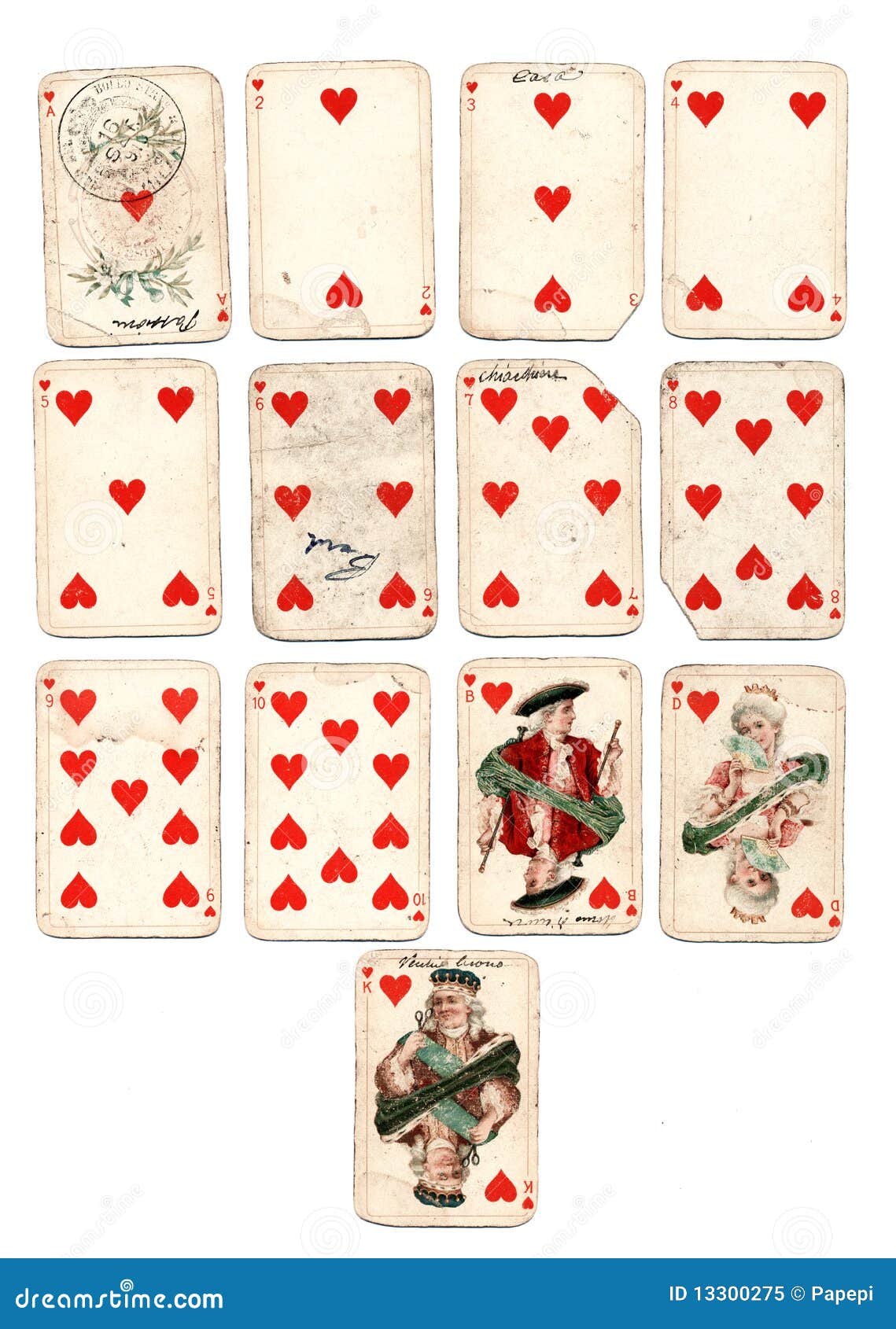 Ancien Playing Cards Hearts Stock Image - Image of isolated, hand: 13300275