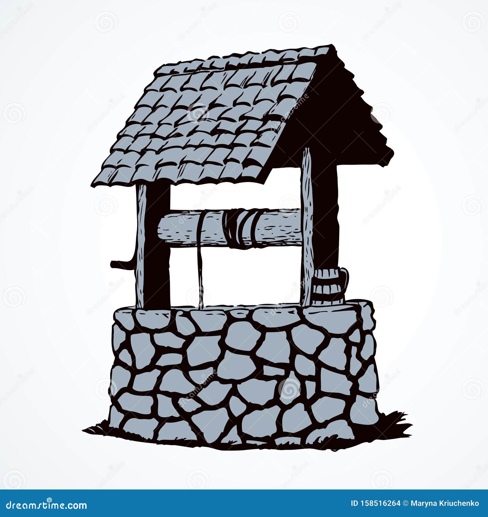 Ancien Puits. Dessin Vectoriel Illustration de Vecteur - Illustration ...